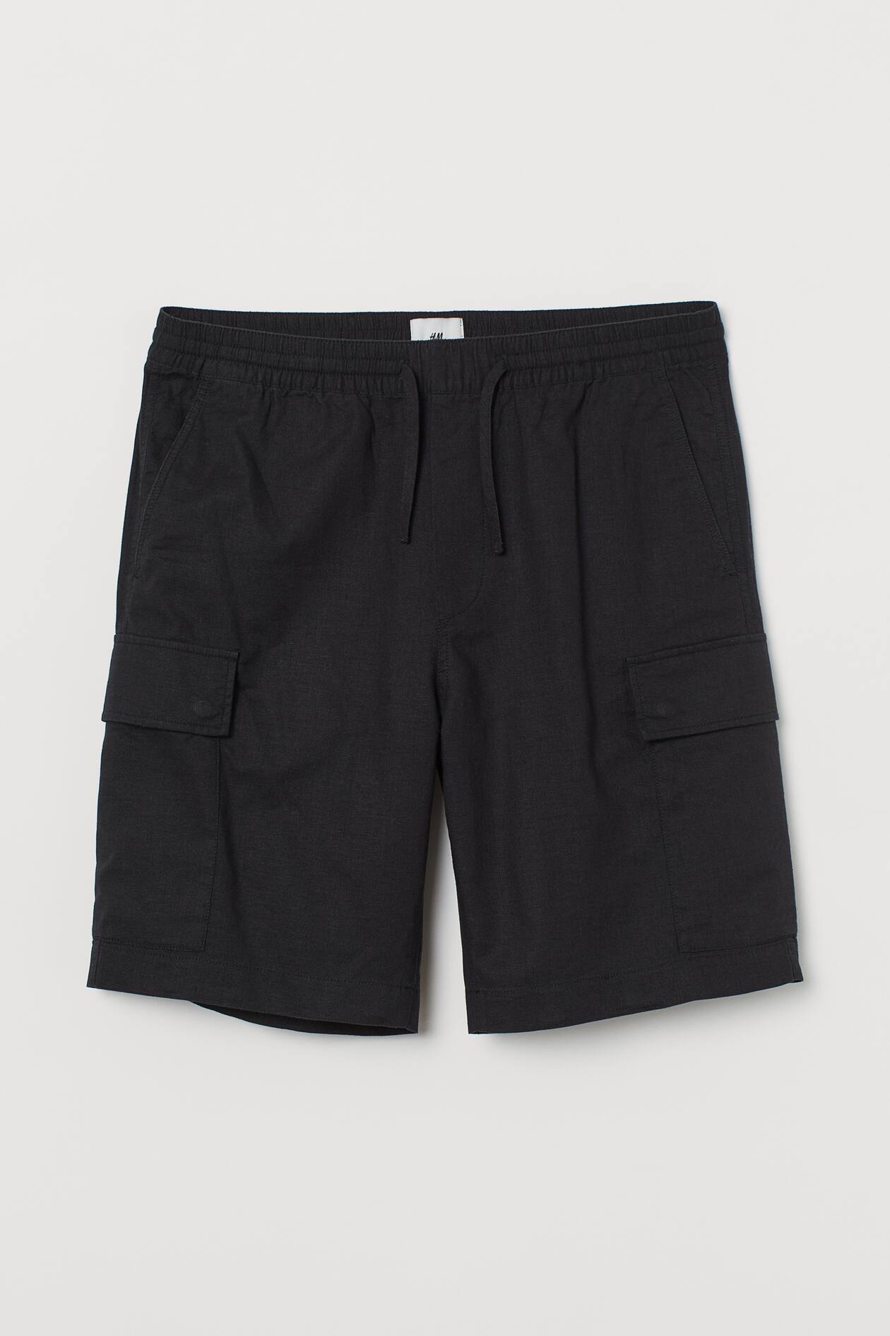 Linen-blend shorts - Black - Men | H&M MY