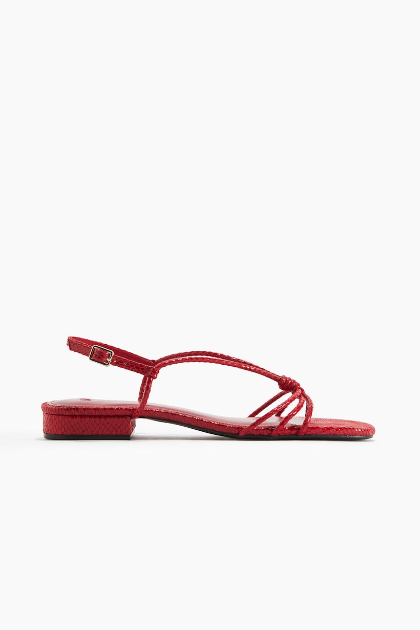 Sandales à brides fines - Rouge/motif peau de serpent - FEMME | H&M FR