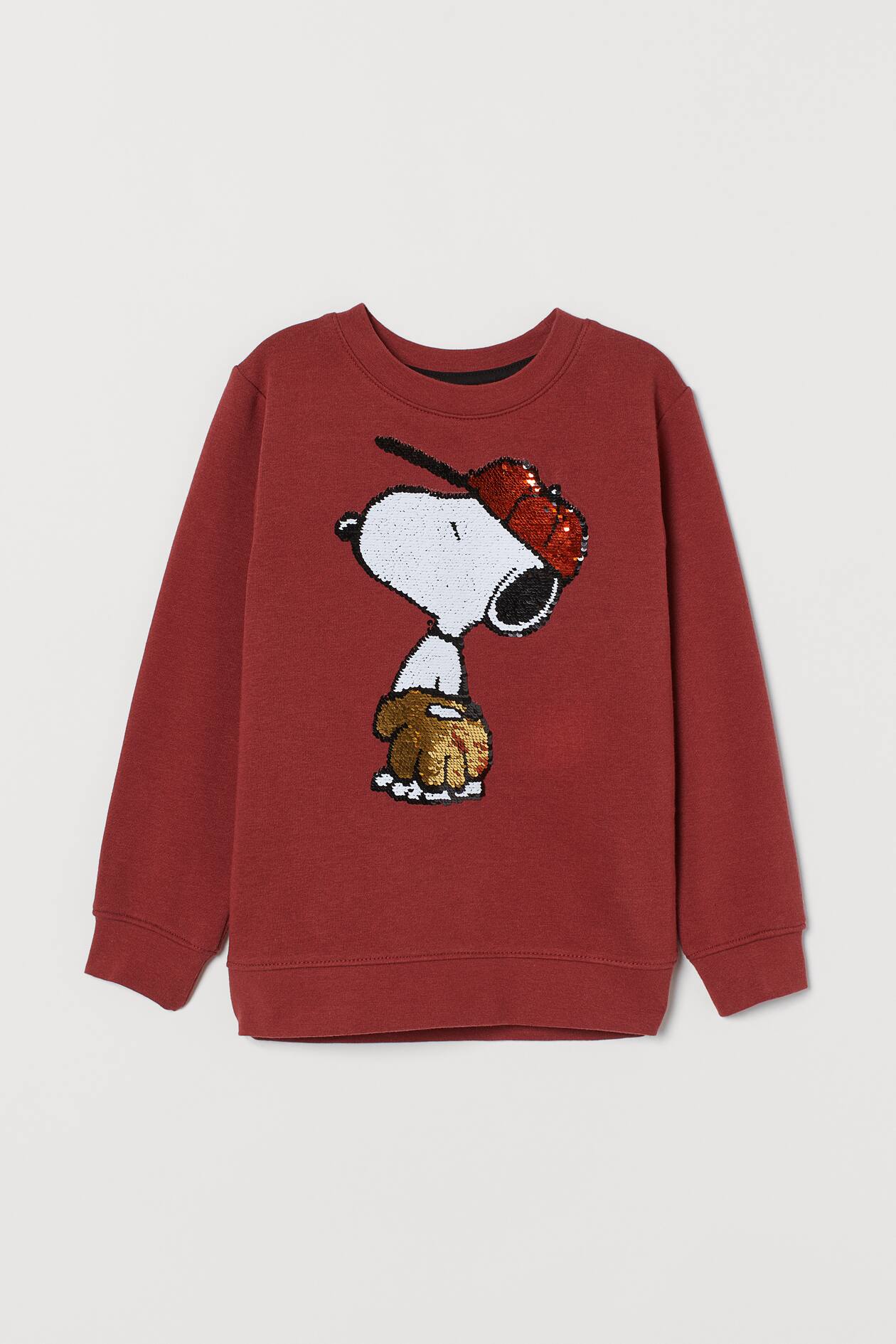 Sequin-motif top - Dark red/Snoopy - Kids | H&M GB