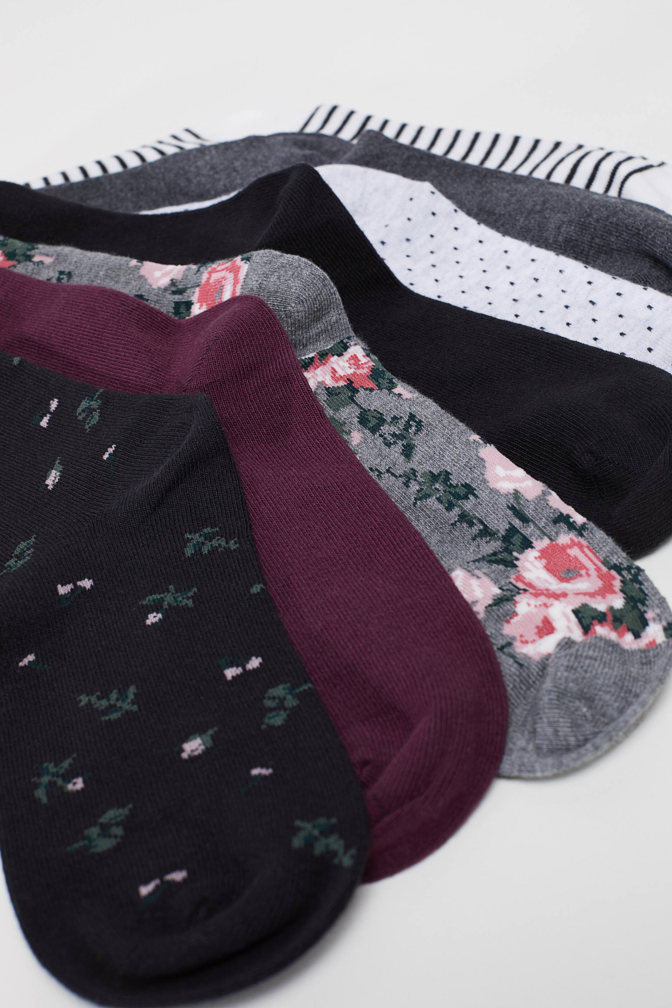 7-pack strumpor - Mörkgrå/Blommig - DAM | H&M SE