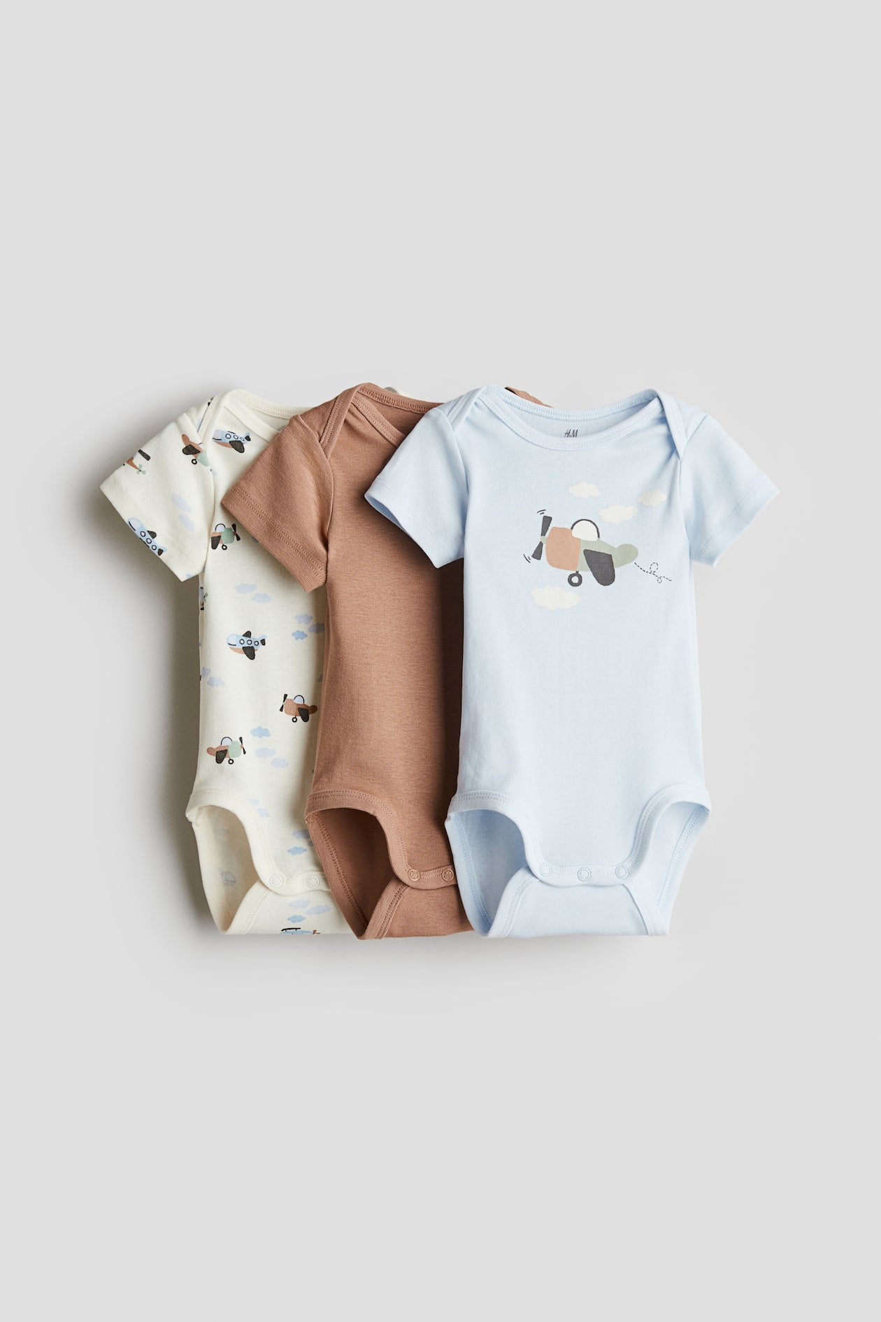 3-pack cotton envelope-neck bodysuits - Light blue/Airplanes - Kids | H ...