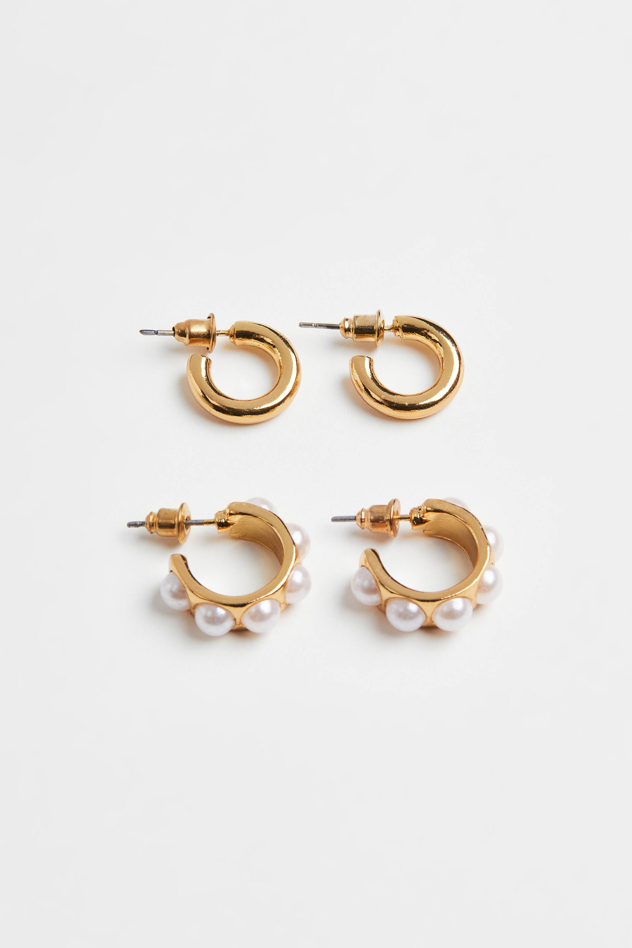 2 pairs hoop earrings - Gold-colored - Ladies | H&M PH