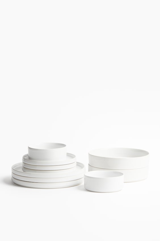 2-Pack Medium-Sized Stoneware Plates - White - Home All | H&M US