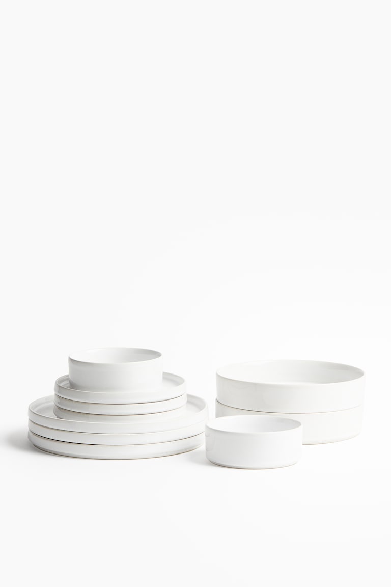 2-Pack Medium-Sized Stoneware Plates - White - Home All | H&M US
