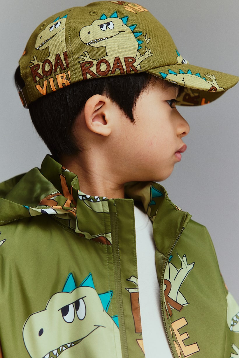 Printed Canvas Cap - Khaki green/Roar Vibe - Kids | H&M US