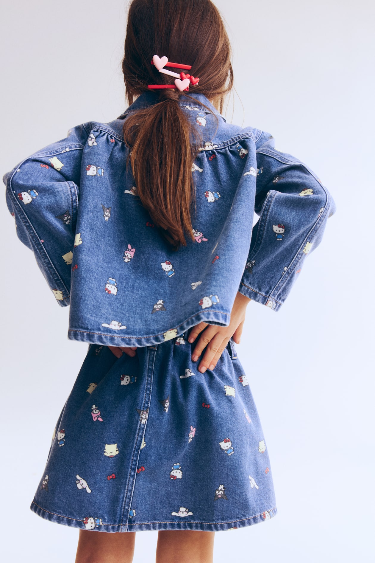 Printed denim skirt - Denim blue/Hello Kitty - Kids | H&M MY