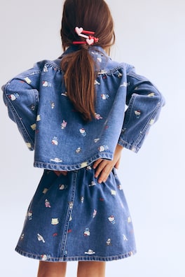 Printed denim skirt - Denim blue/Hello Kitty - Kids | H&M GB