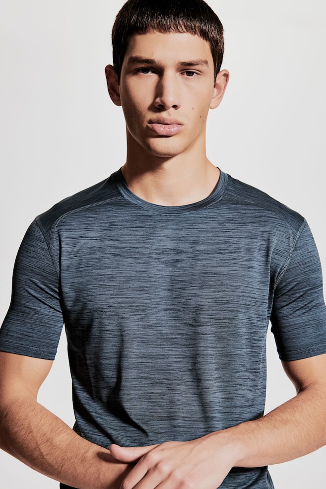 Muscle-Fit Sports Shirt with DryMove™ - Dark gray melange - Men | H&M US