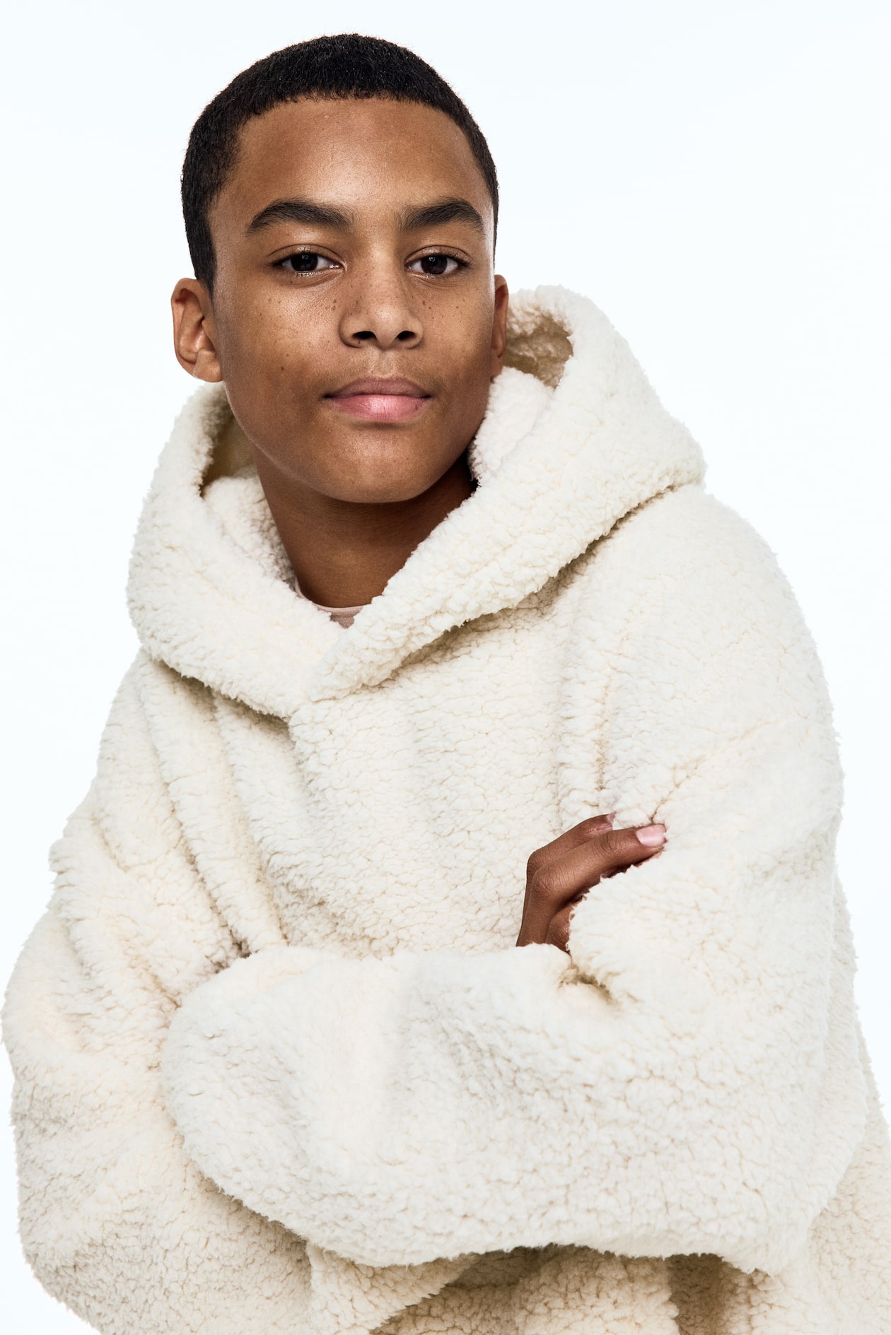 Light beige Teddy hoodie for kids | H&M IN