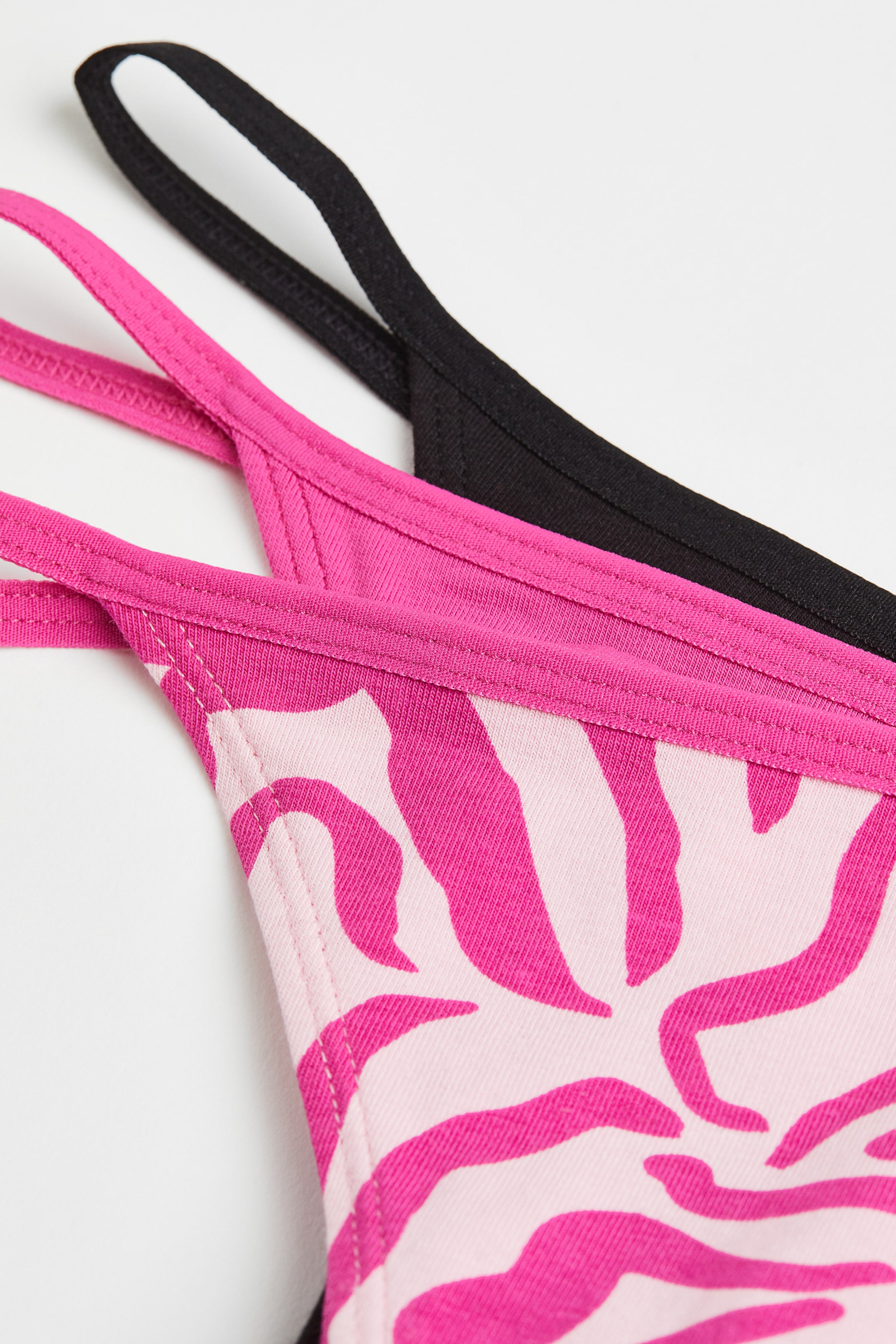 3-pack truse thong i bomull - Normalhøy midje - Cerise/Sebratrykk ...