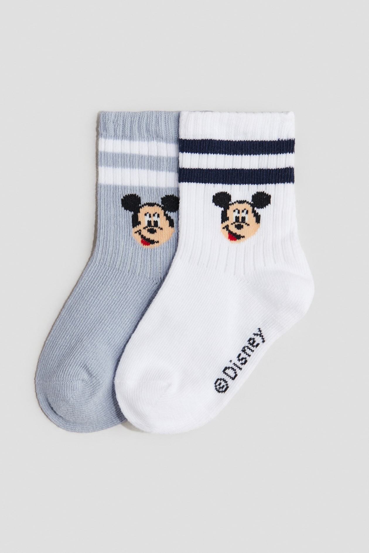 Light blue/Mickey Mouse 2-Pack Intarsia-Motif Socks for kids | H&M PH