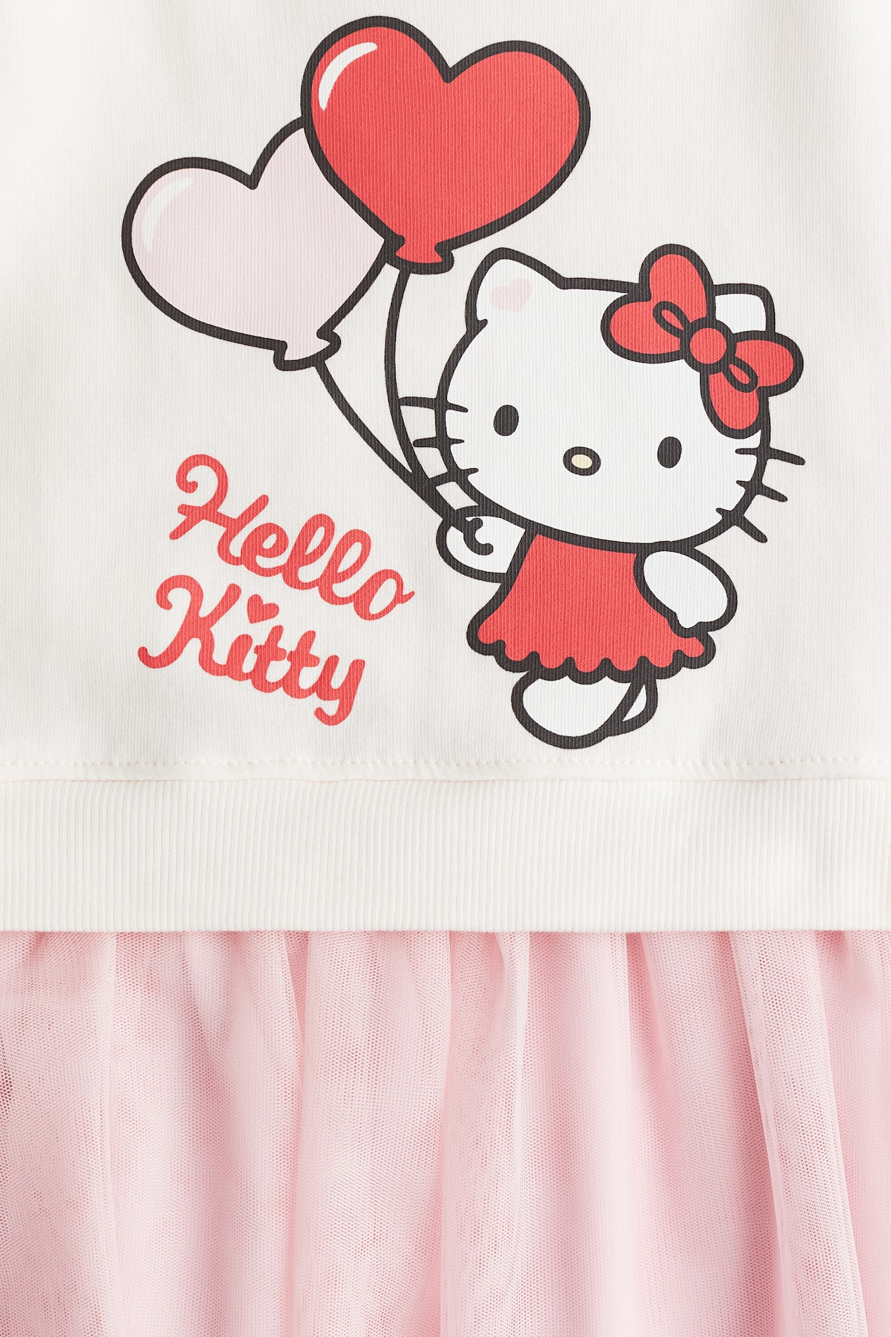 Printed Sweatshirt Dress with Tulle Skirt - Light pink/Hello Kitty ...