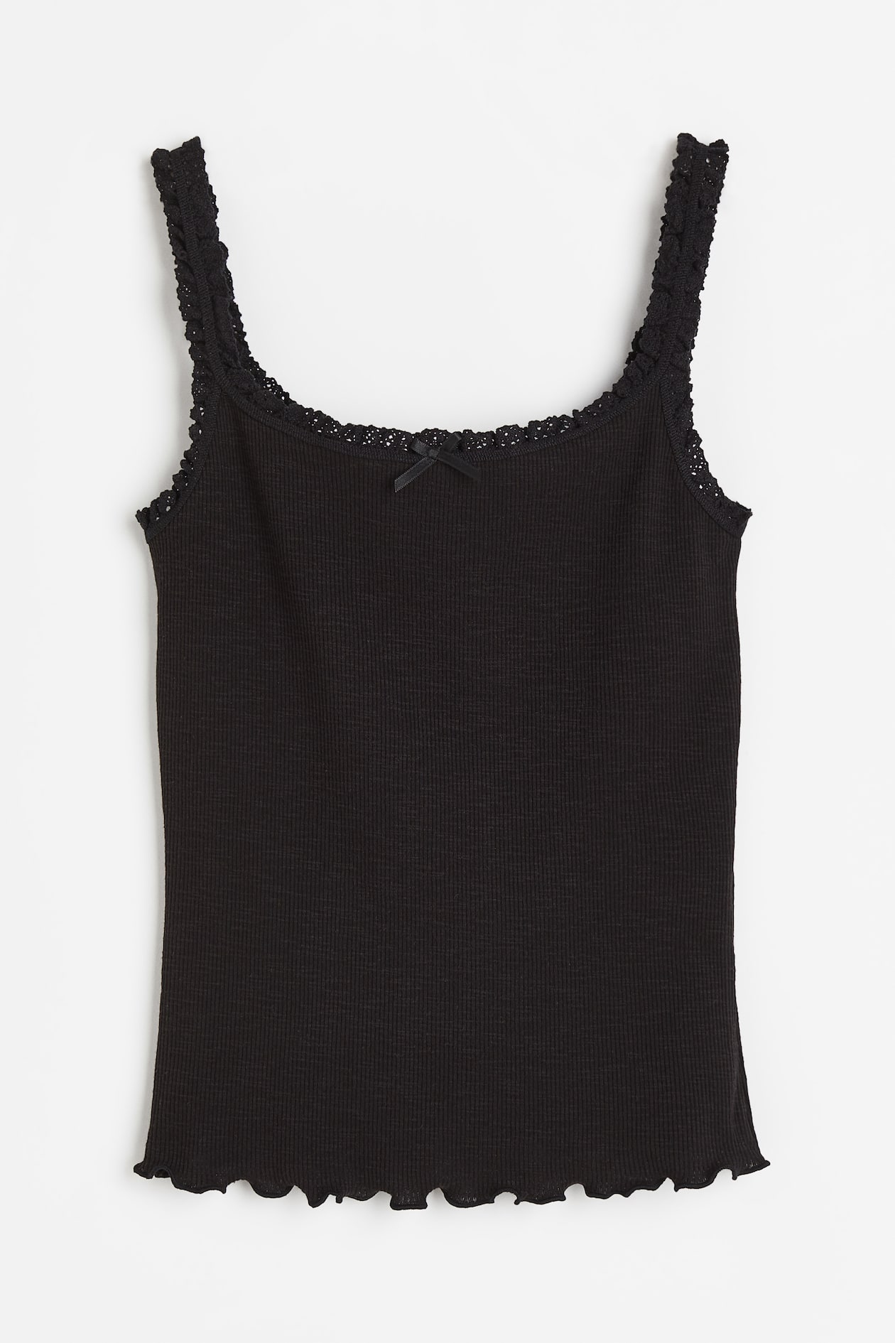 Lace-trimmed Tank Top - Black - Ladies | H&M US