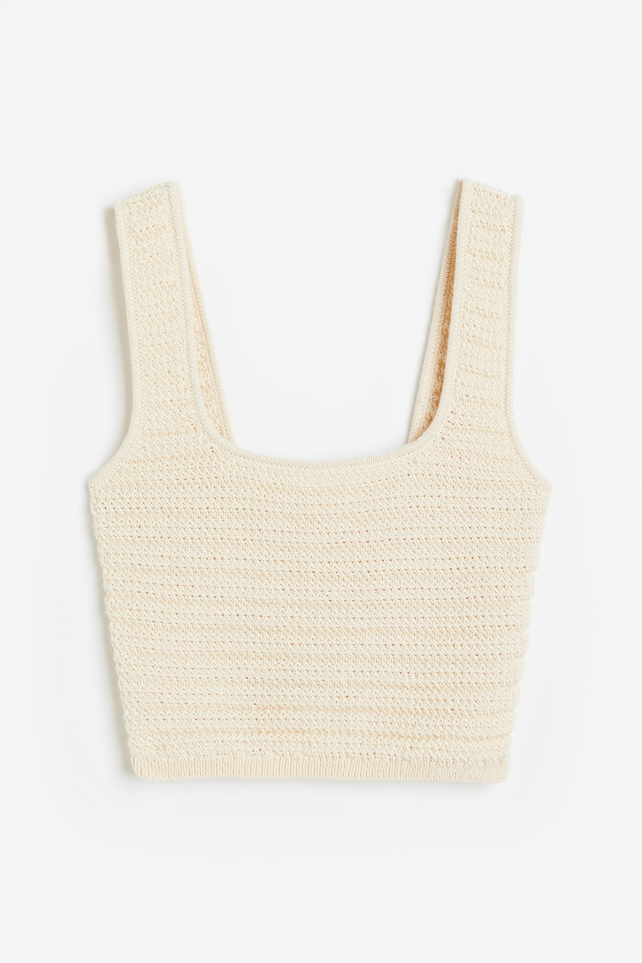Crochet-look Crop Tank Top - Cream - Ladies | H&M US