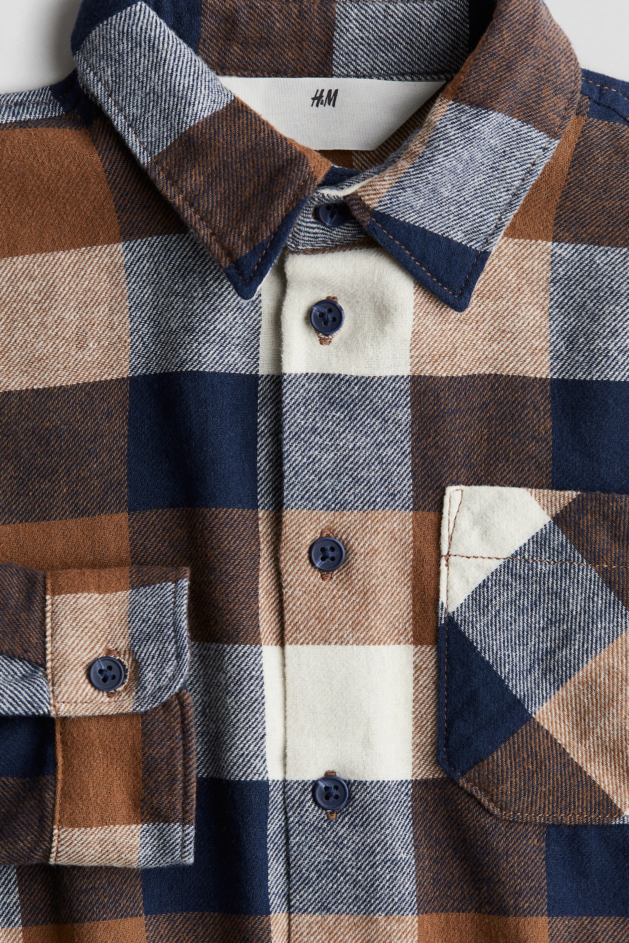 Brown/plaid Cotton Flannel Shirt for kids | H&M US