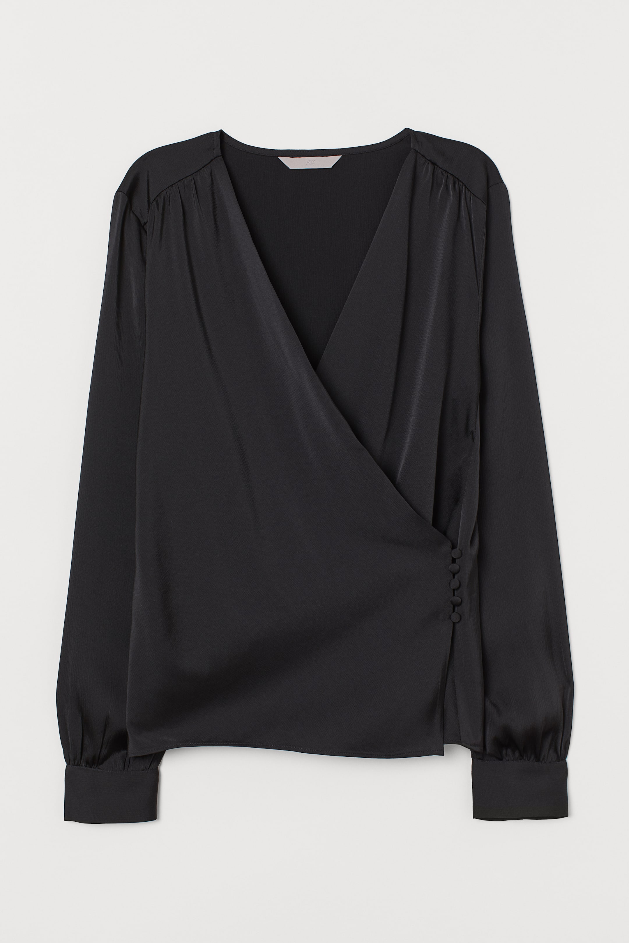 Κρουαζέ μπλούζα με λαιμόκοψη V - Μαύρο - Ladies | H&M GR