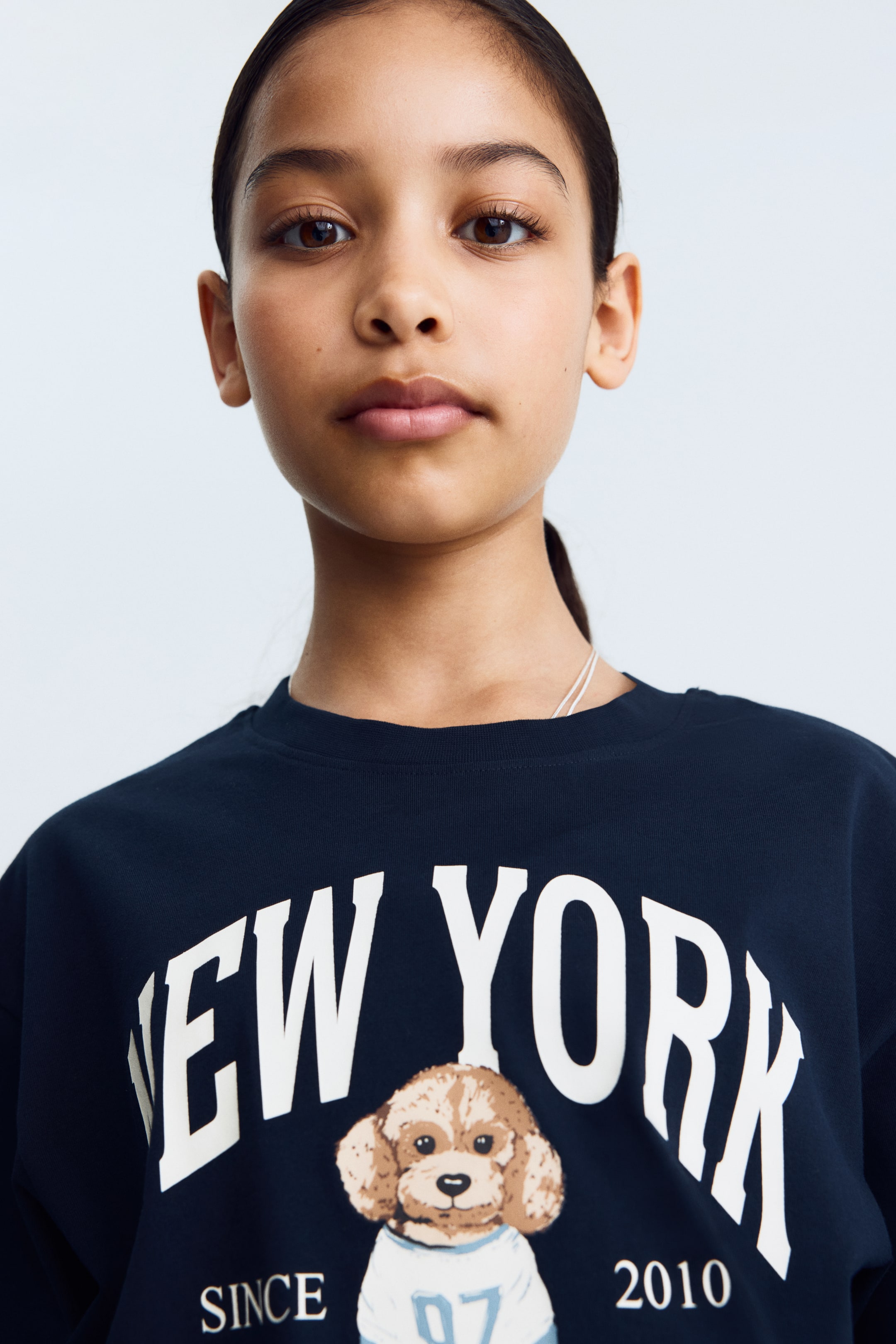 Navy blue/New York Printed Cotton T-Shirt for kids | H&M CA