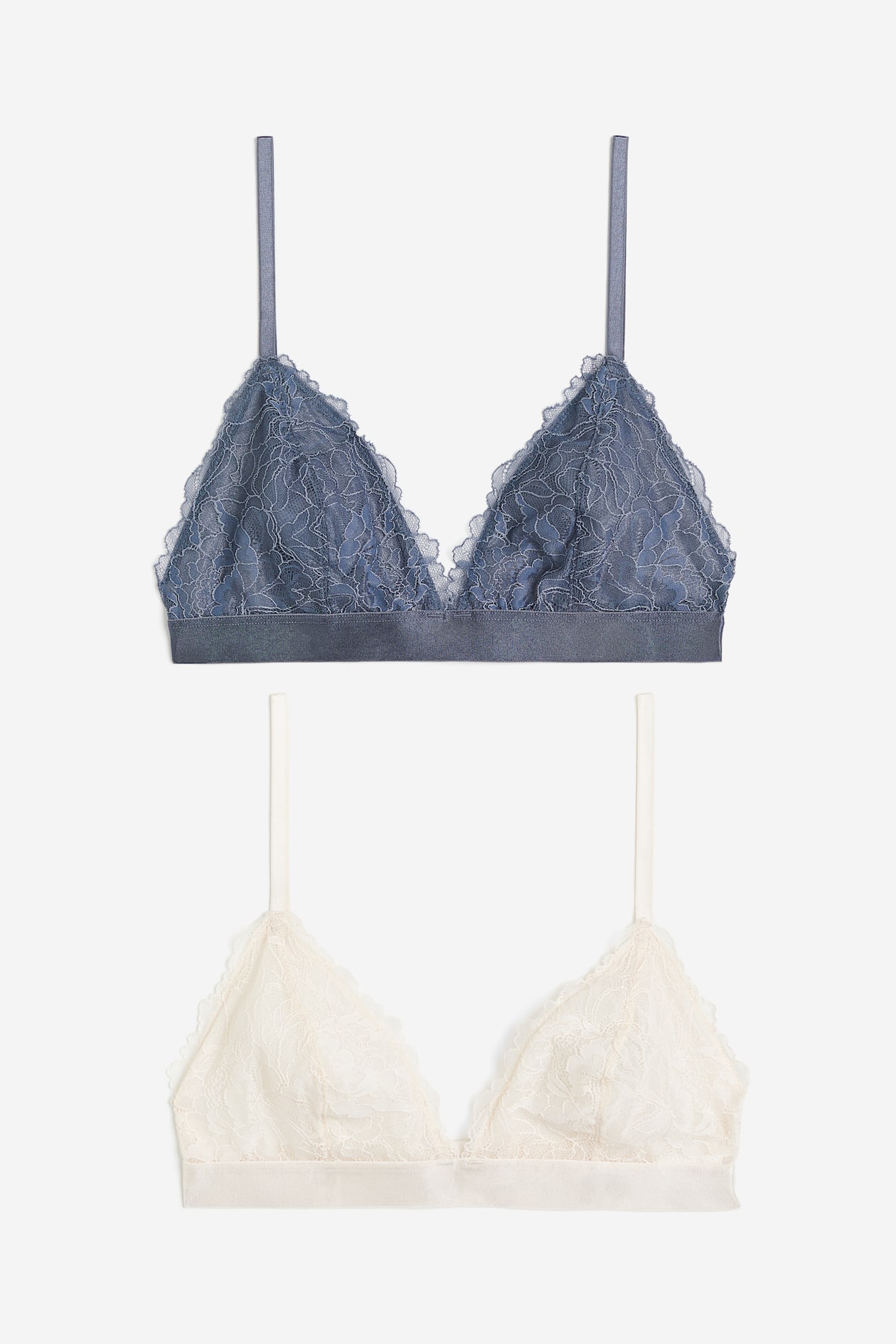 2-pack Soft-cup Lace Bras - Dark blue/light beige - Ladies | H&M CA