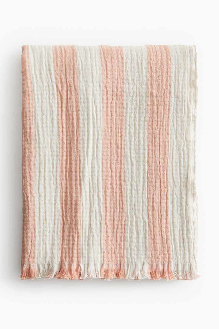 Pink/striped Cotton Muslin Throw at H&M Home | H&M US