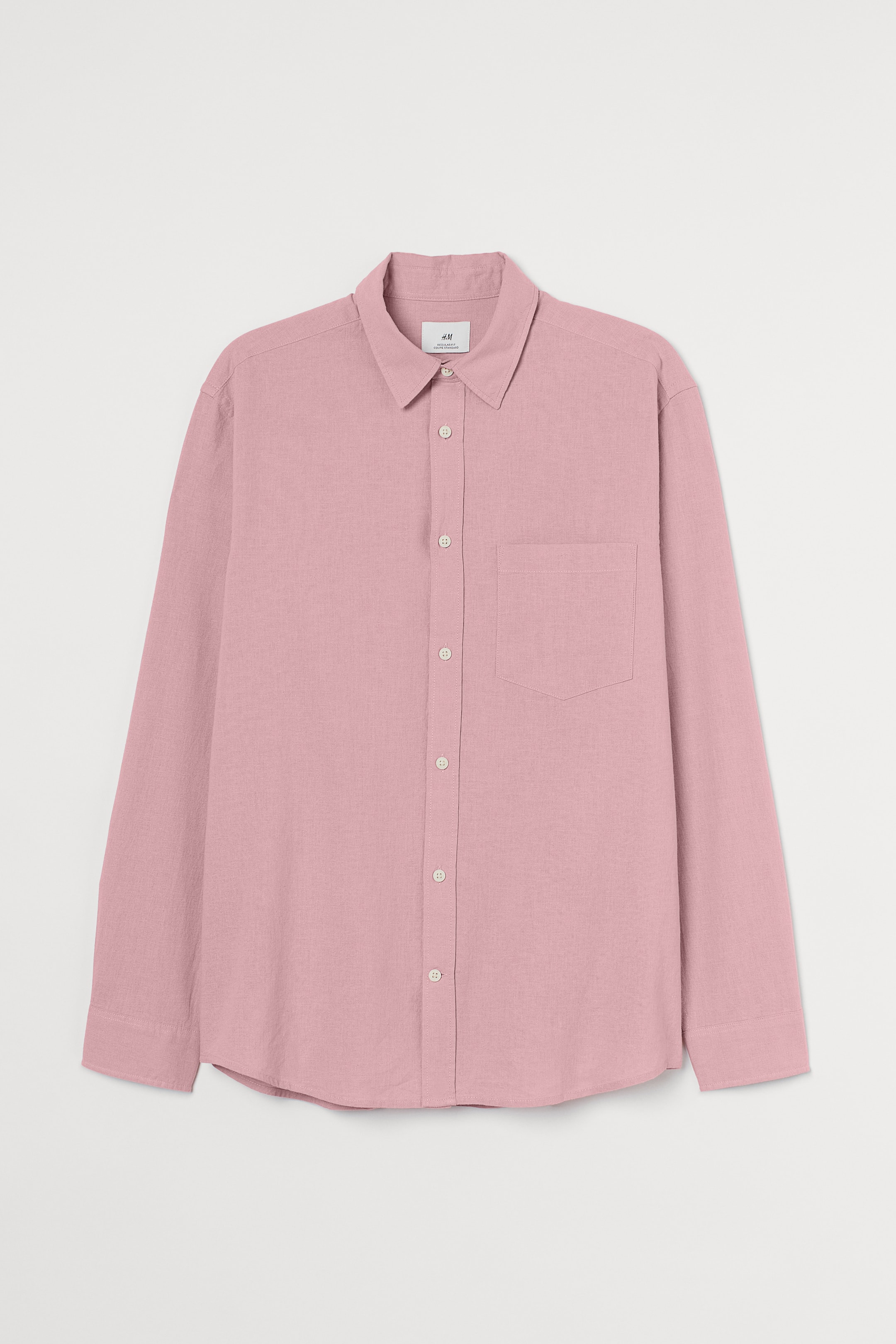 Hemd aus Leinenmix Regular Fit - Rosa - Men | H&M DE