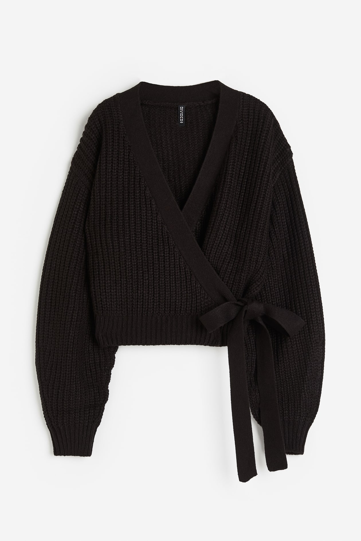 Women's Black Rib-knit Wrap Cardigan | H&M CA