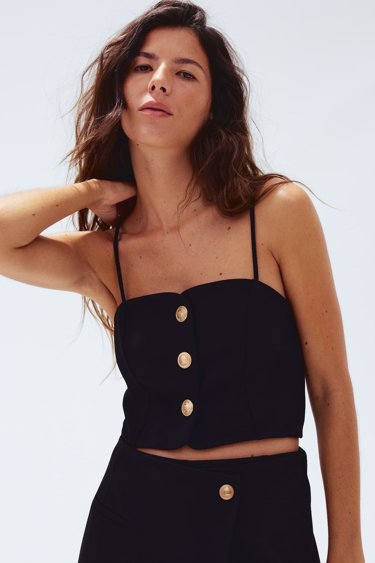 Haut court à bretelles fines - Noir - Ladies | H&M CA