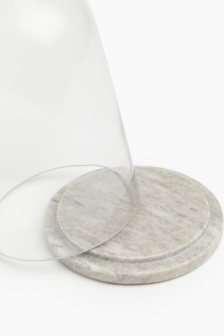 Marble Tray with Glass Cloche - Light taupe/transparent - Home All | H&M US