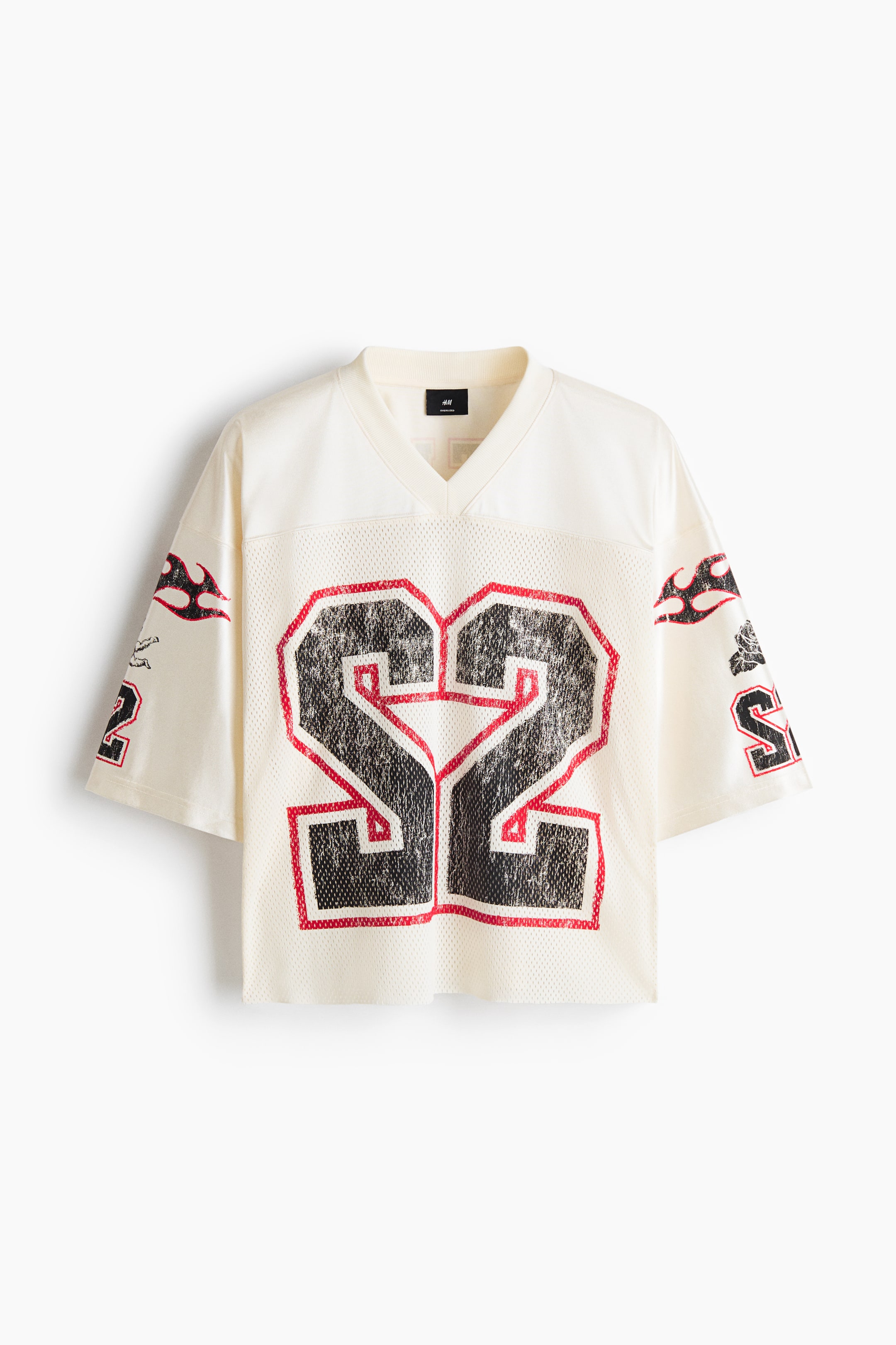 Oversized Fit Printed mesh T-shirt - White/22 - Men | H&M HK