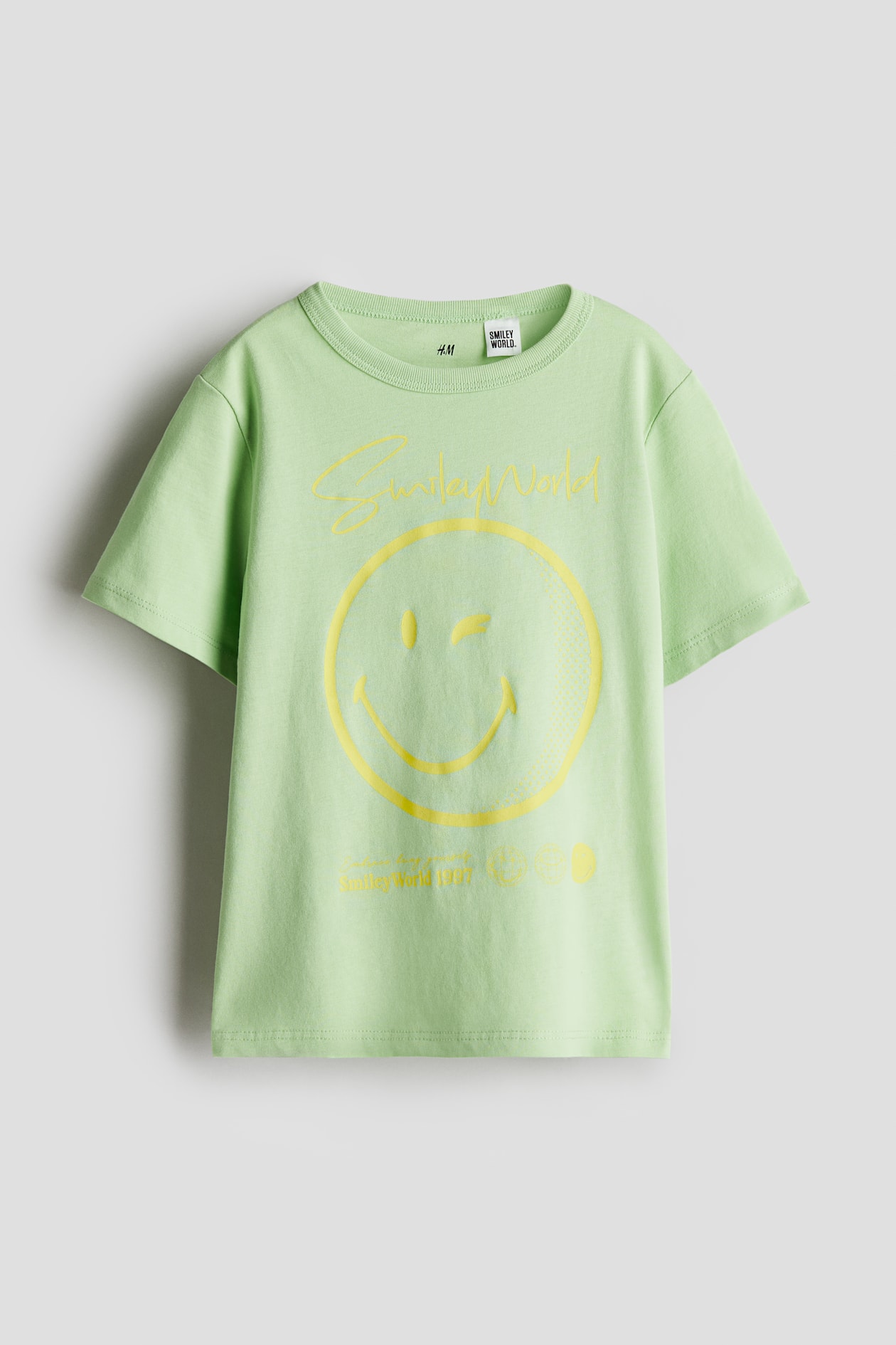 Camiseta de algodón con motivo estampado - Verde claro/SmileyWorld ...