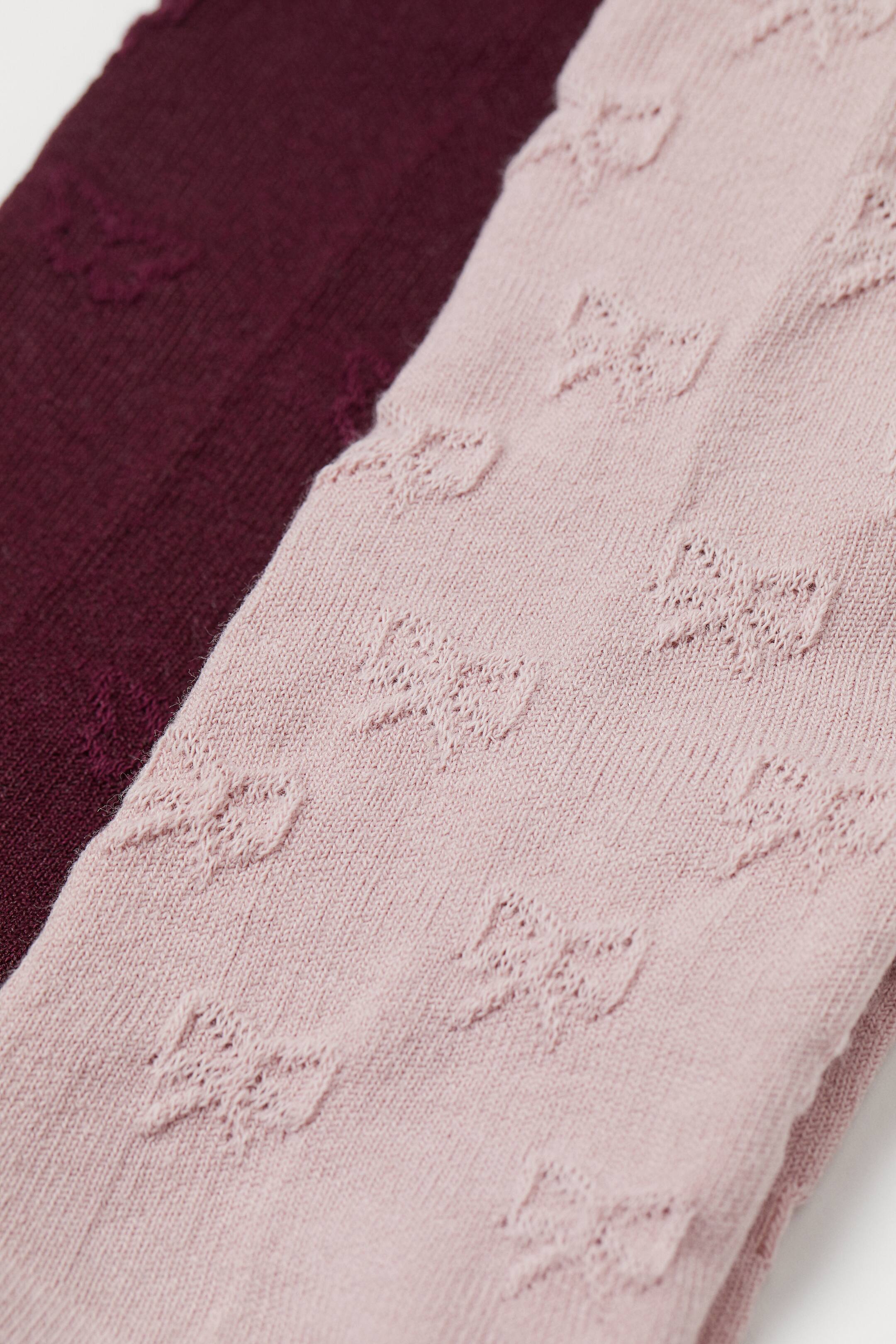 2-pack Pointelle Tights - Light pink/dark red - Kids | H&M CA