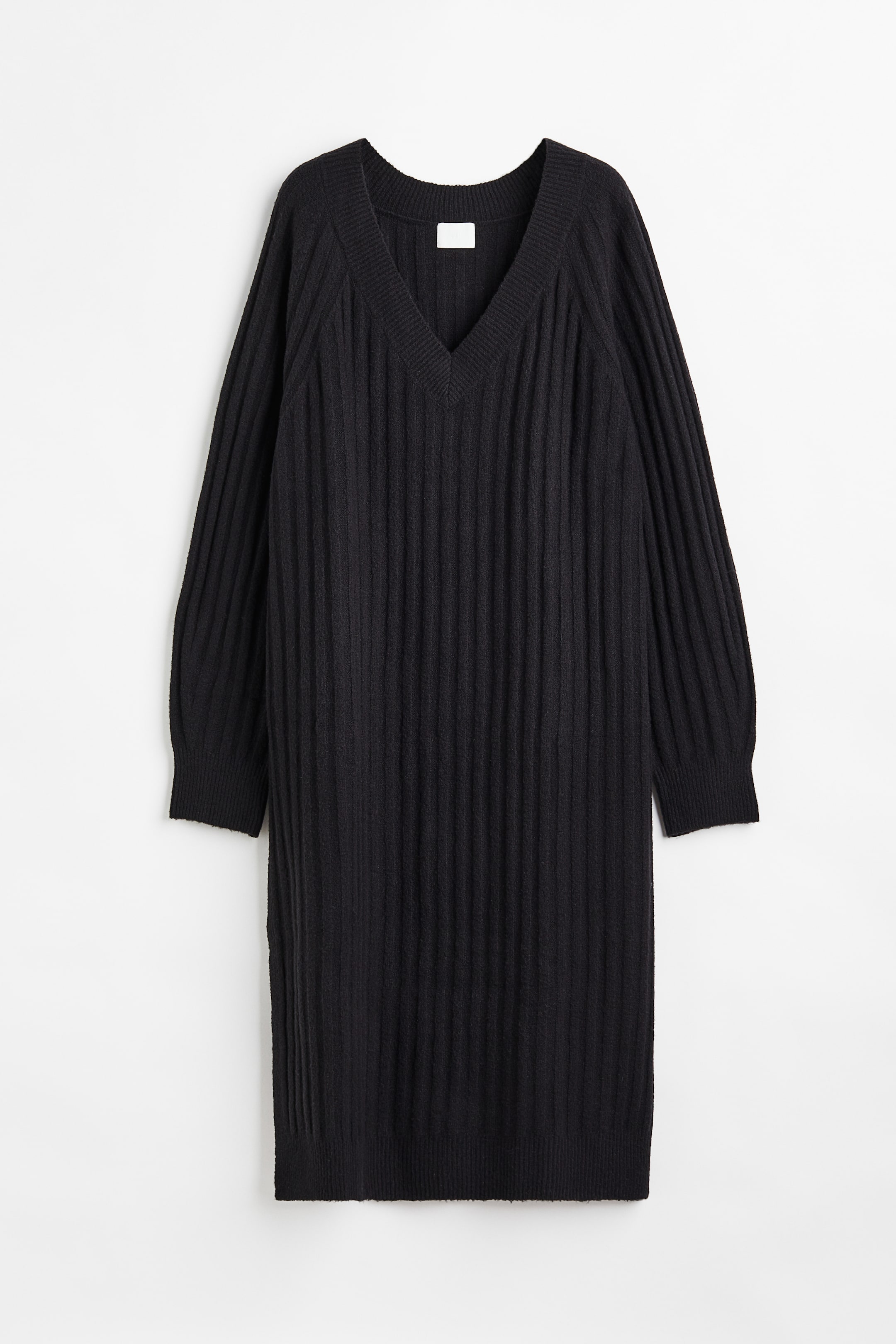 V-neck Rib-knit Dress - Black - Ladies | H&M US