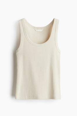 Ribbed Tank Top - Light beige - Ladies | H&M US