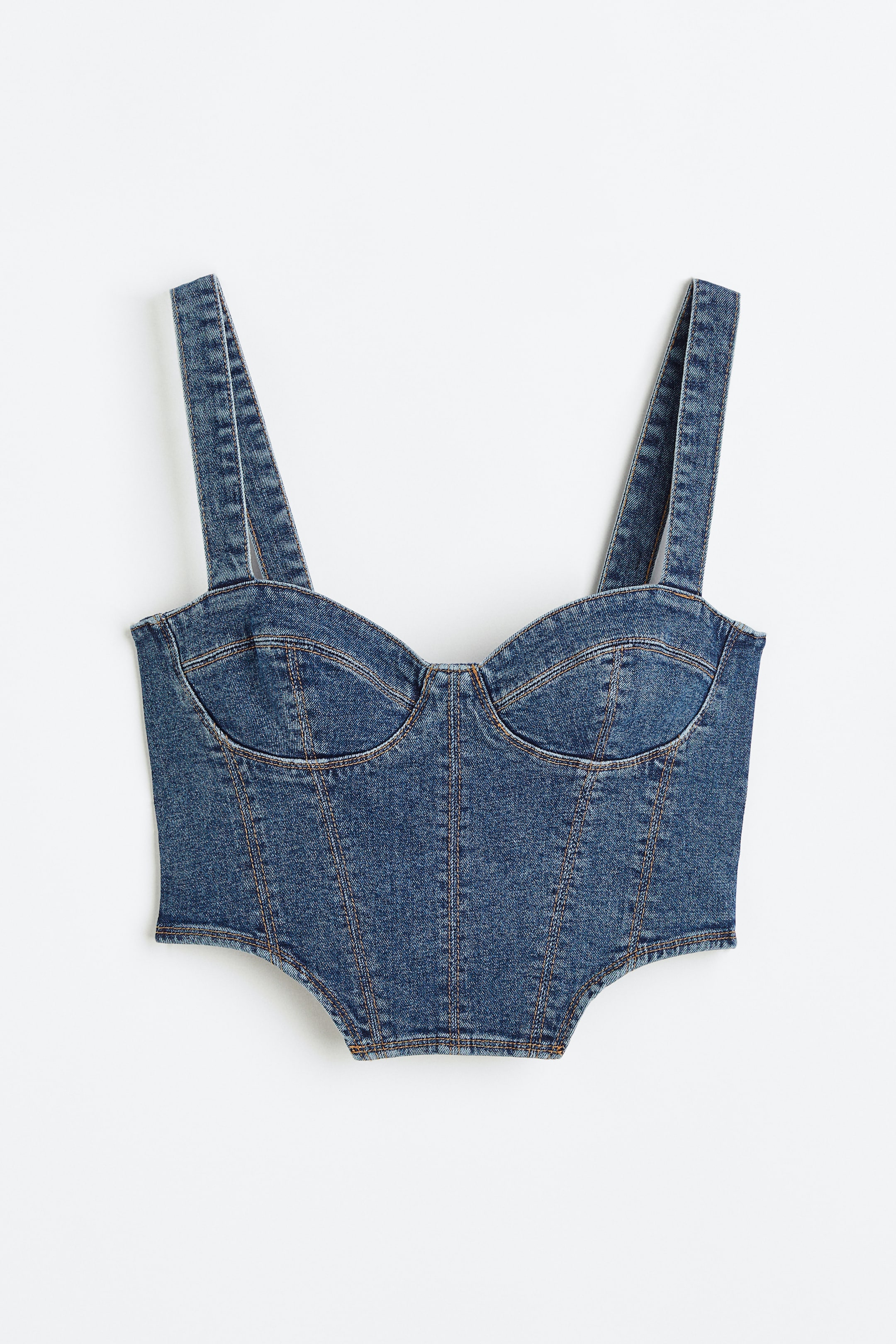Bustier cropped - Azul denim oscuro - MUJER | H&M ES