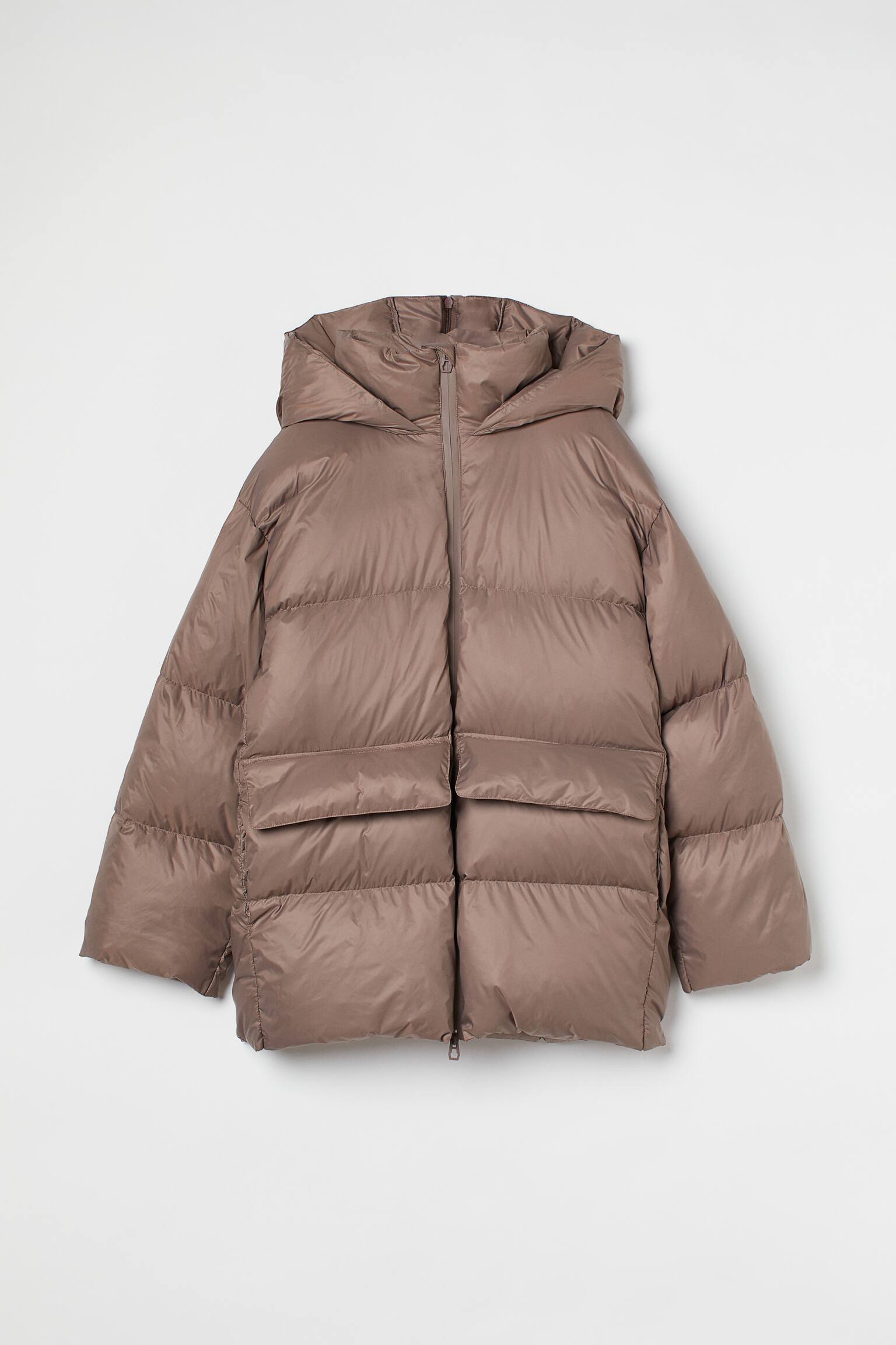 Oversized down jacket - Greige - Ladies | H&M