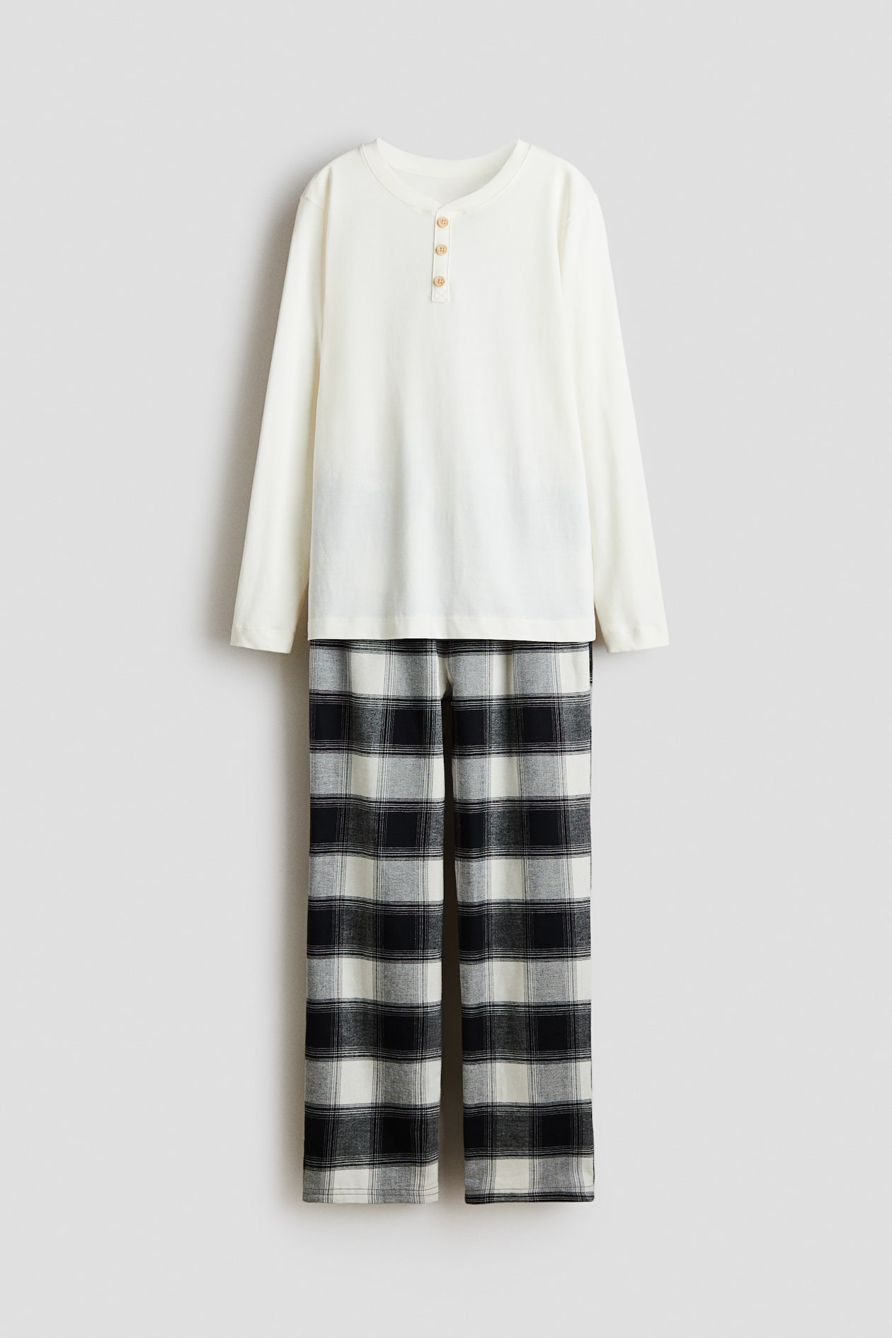Cotton pyjamas - White/Black checked - Kids | H&M IN