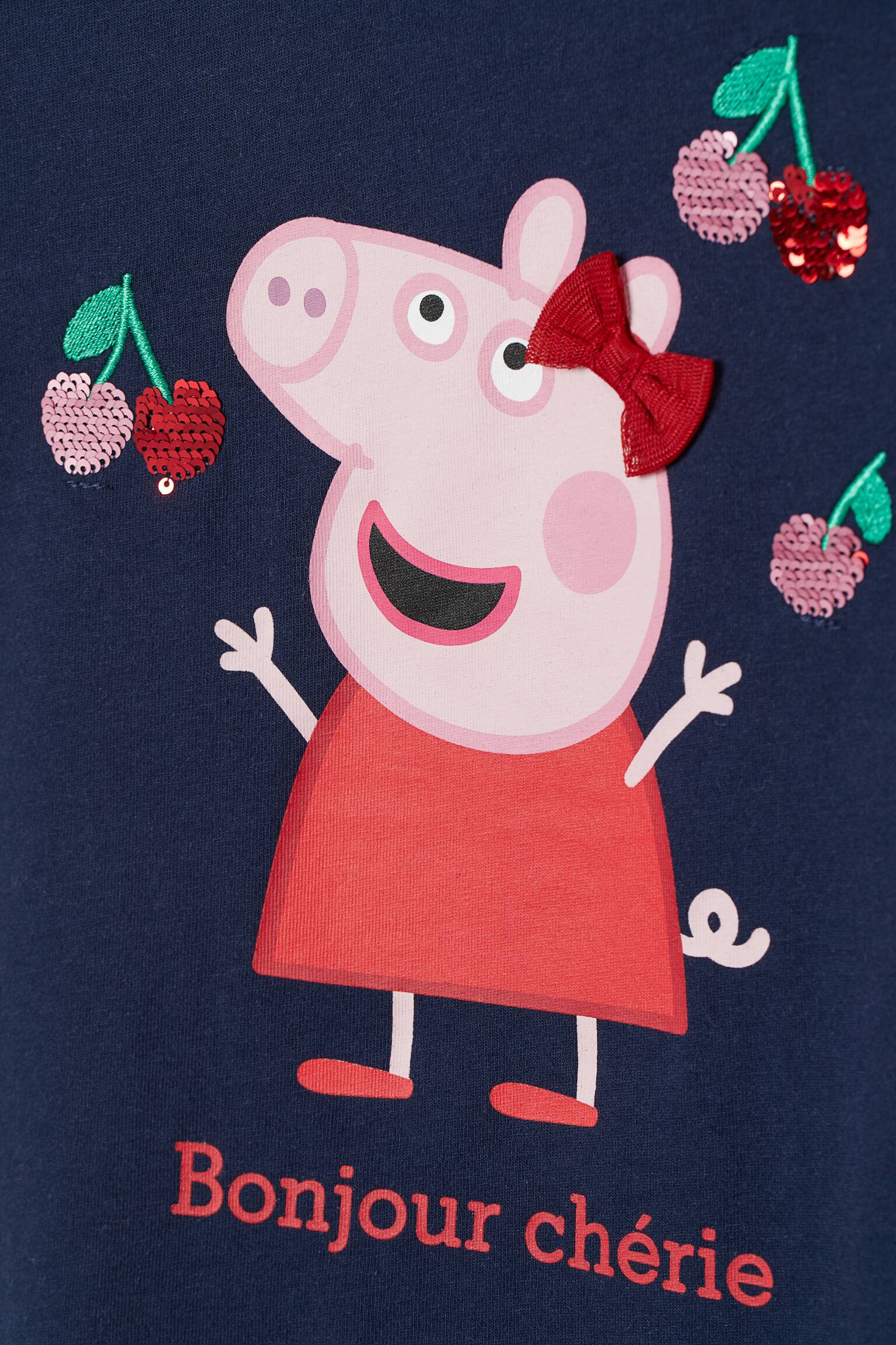 Graphic-detail T-shirt - Round Neck - Short sleeve - Dark blue/Peppa ...