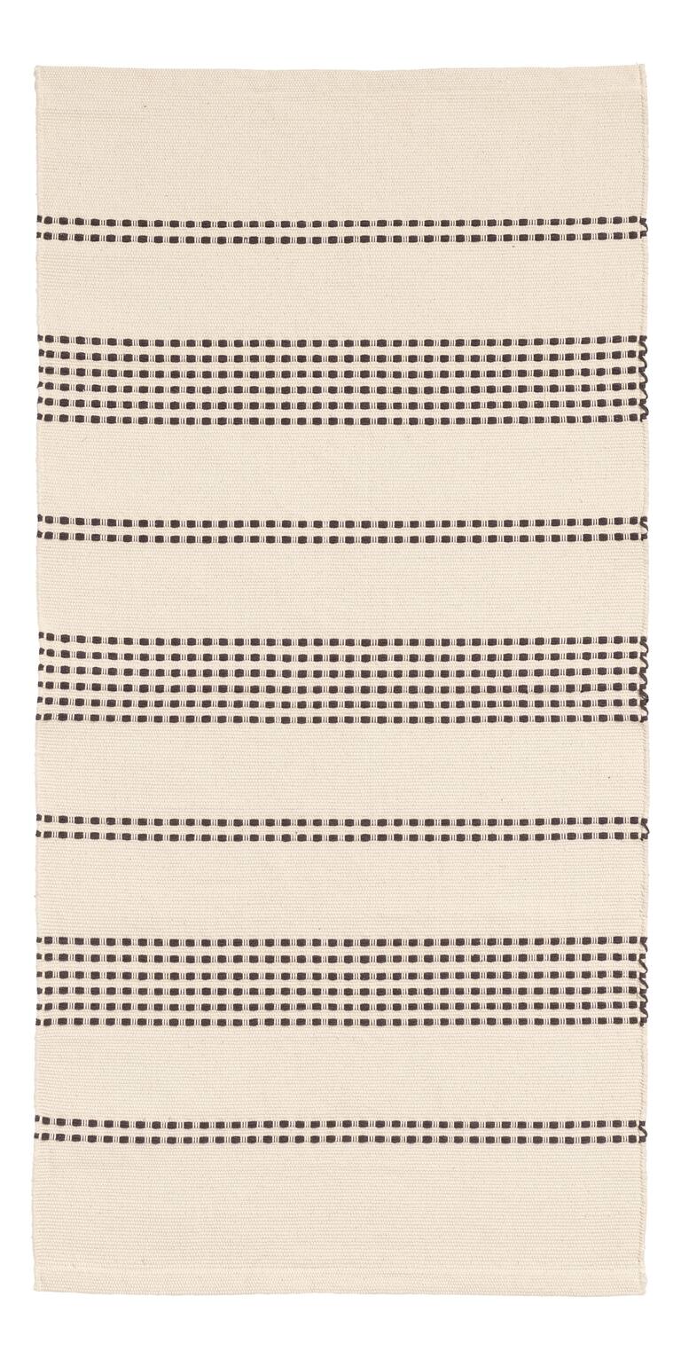 Textured Striped Cotton Rug - Natural white/charcoal gray - Home All ...