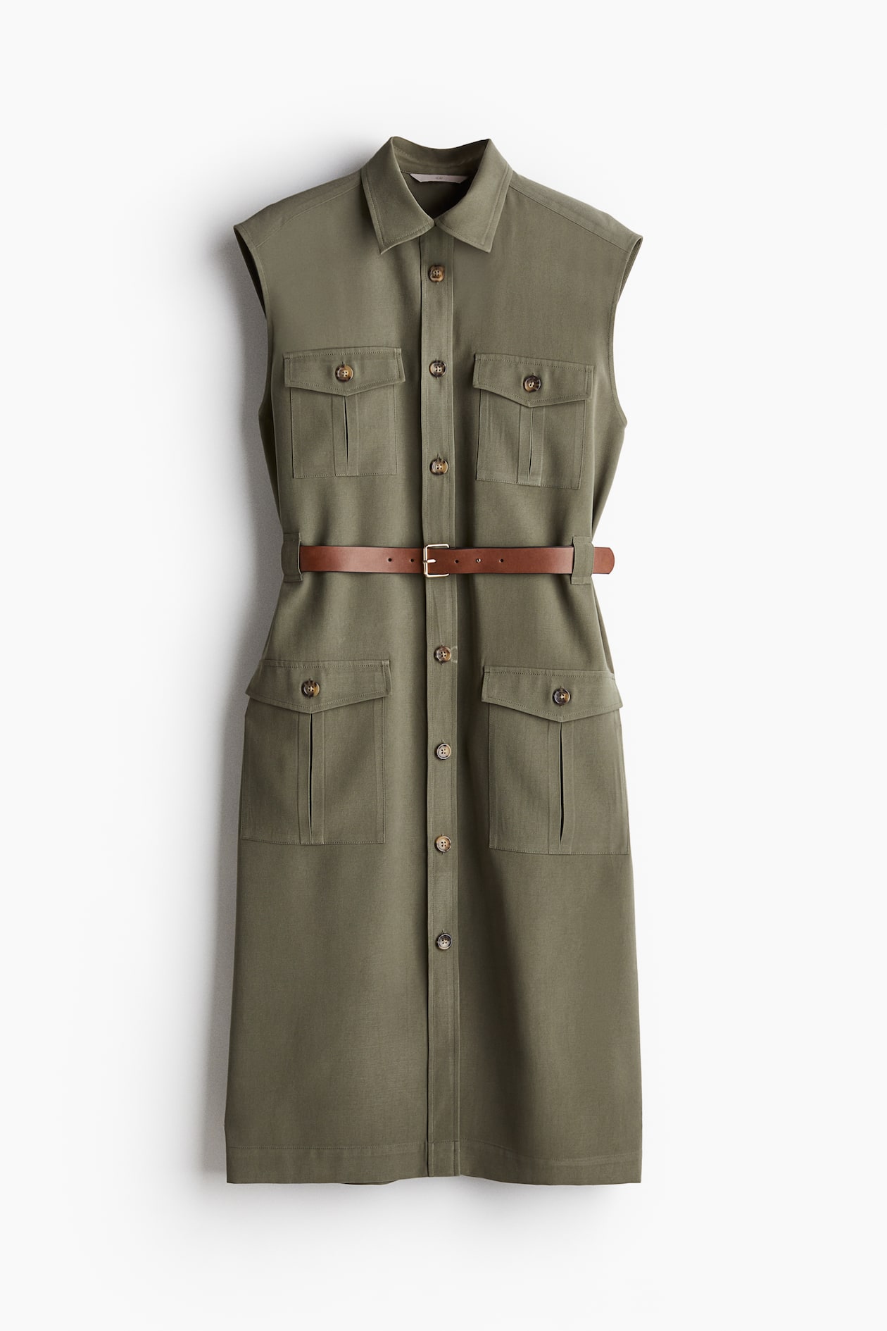 Women's Dark khaki green Belted Cargo Dress | H&M CA