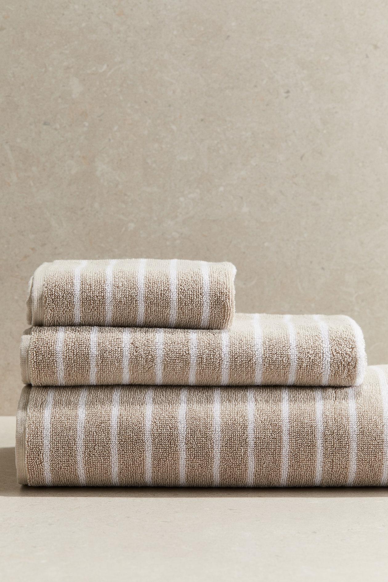 Striped Hand Towel - Light beige/white - Home All | H&M US
