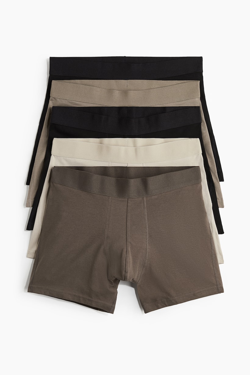 5-pack mid trunks with Lycra® - Brown/Dark beige - Men | H&M IN
