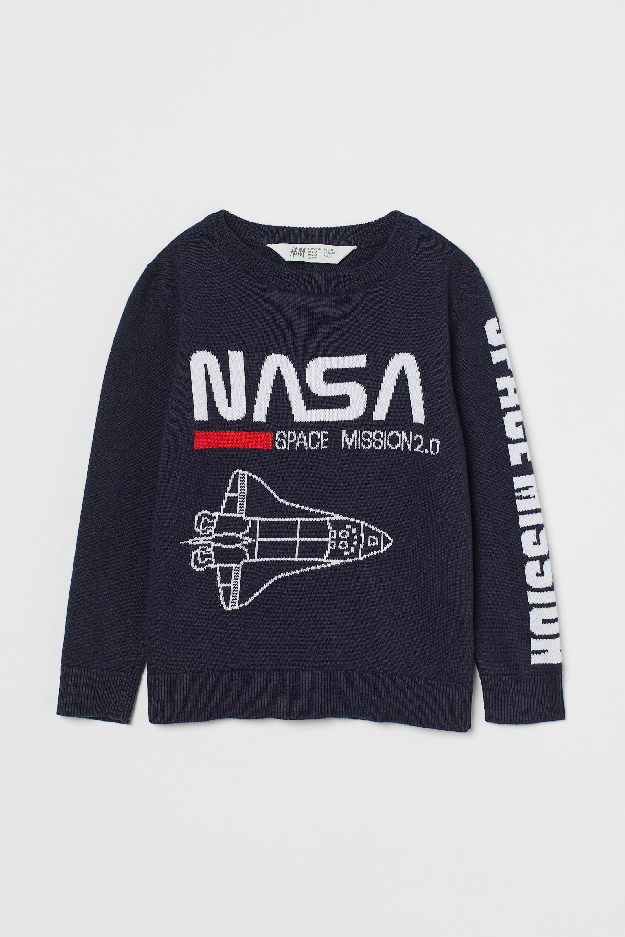 Jacquard-knit Sweater - Dark blue/NASA - Kids | H&M CA