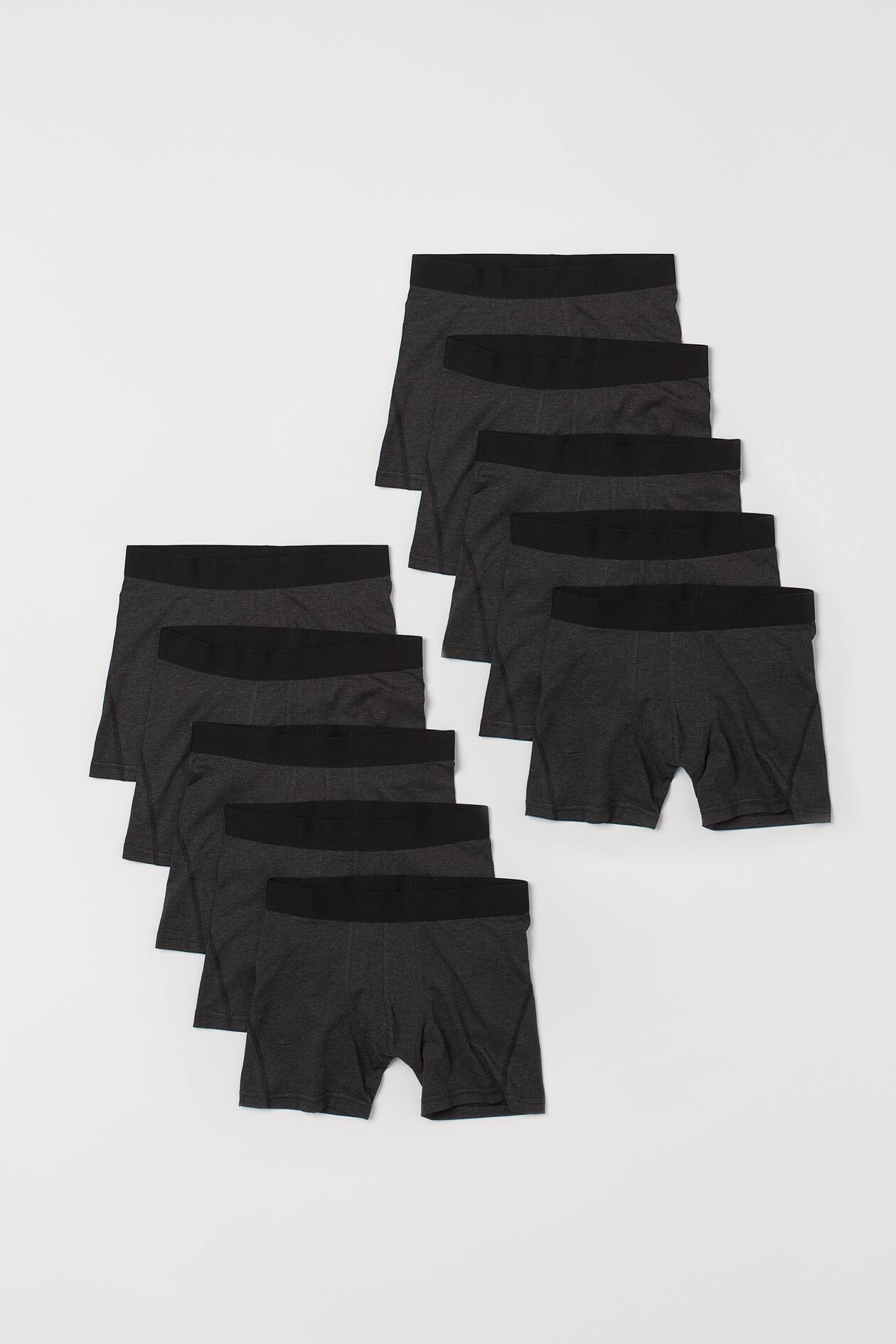 Lot de 10 boxers mi-longs en coton - Gris foncé chiné - HOMME | H&M FR