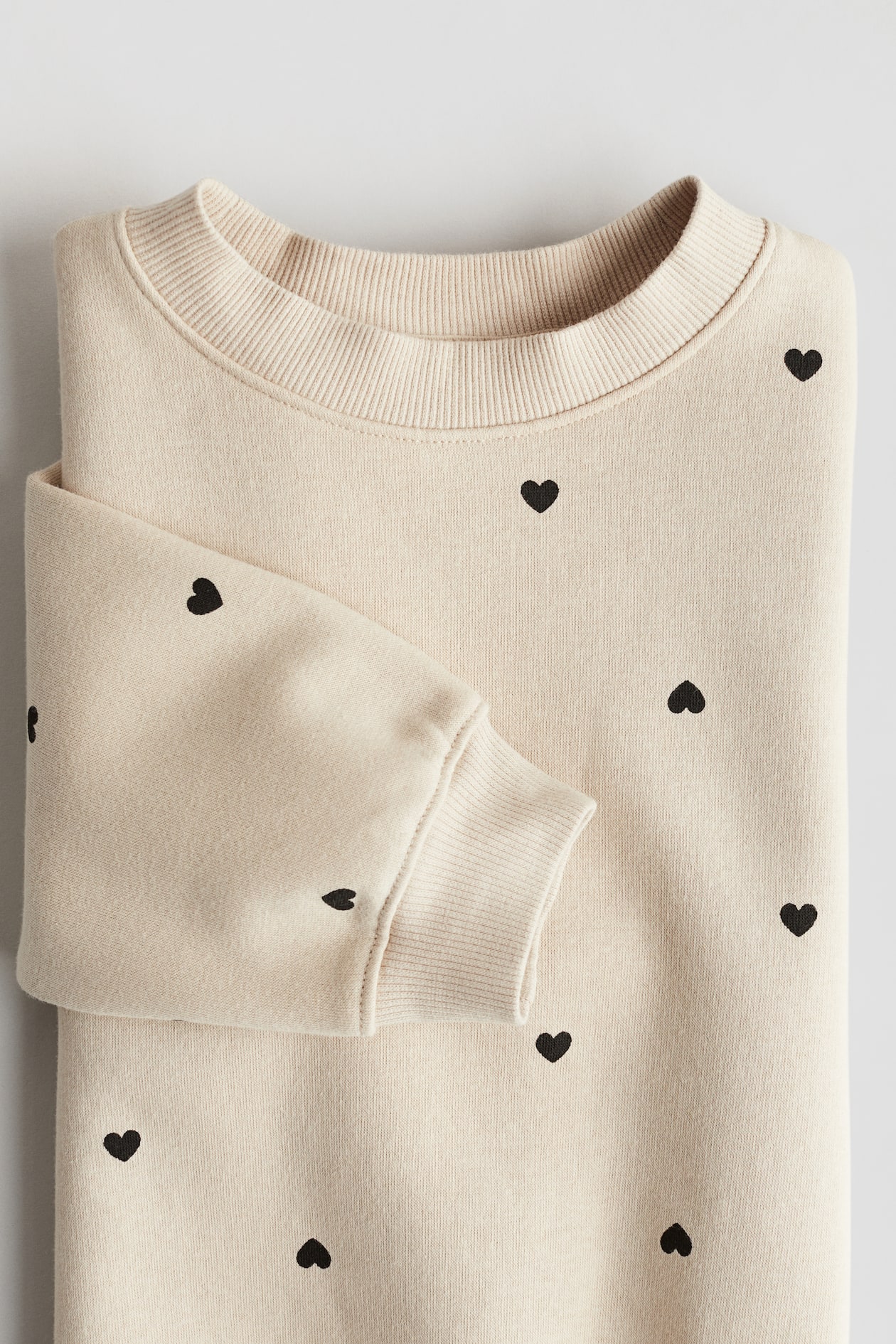 Oversized Brushed Inside Sweater - Light beige/Hearts - Kids | H&M AU