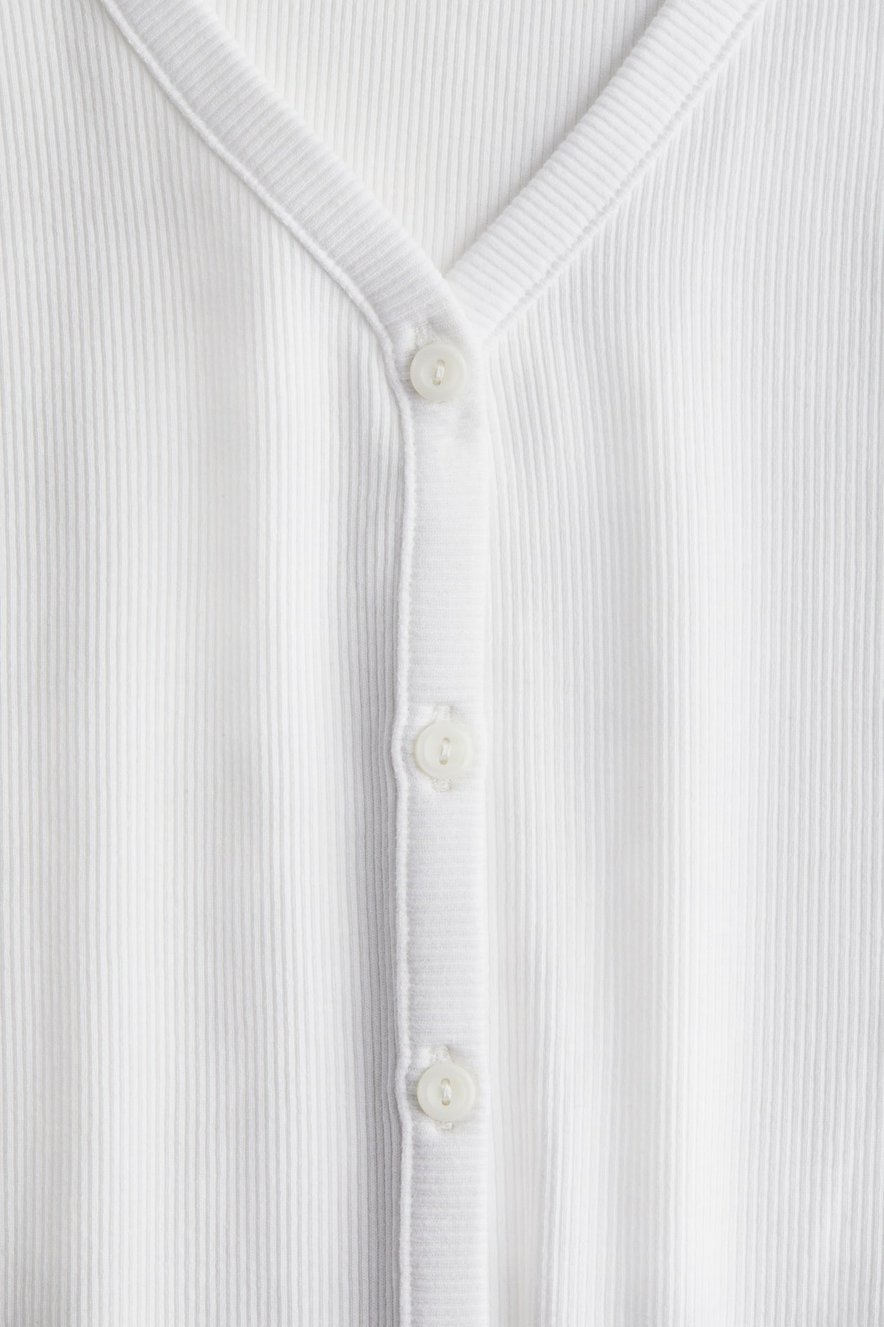 Women's White Ribbed button-front T-shirt | H&M GB