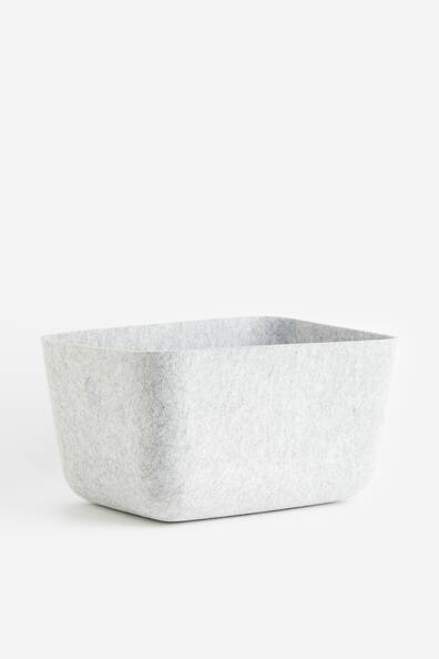 Large Felted Storage Basket - Light gray melange - Home All | H&M CA