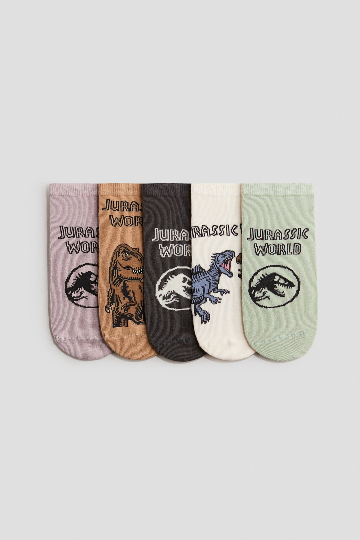 5-Pack Intarsia-Motif Socks - Green/Jurassic World - Kids | H&M US