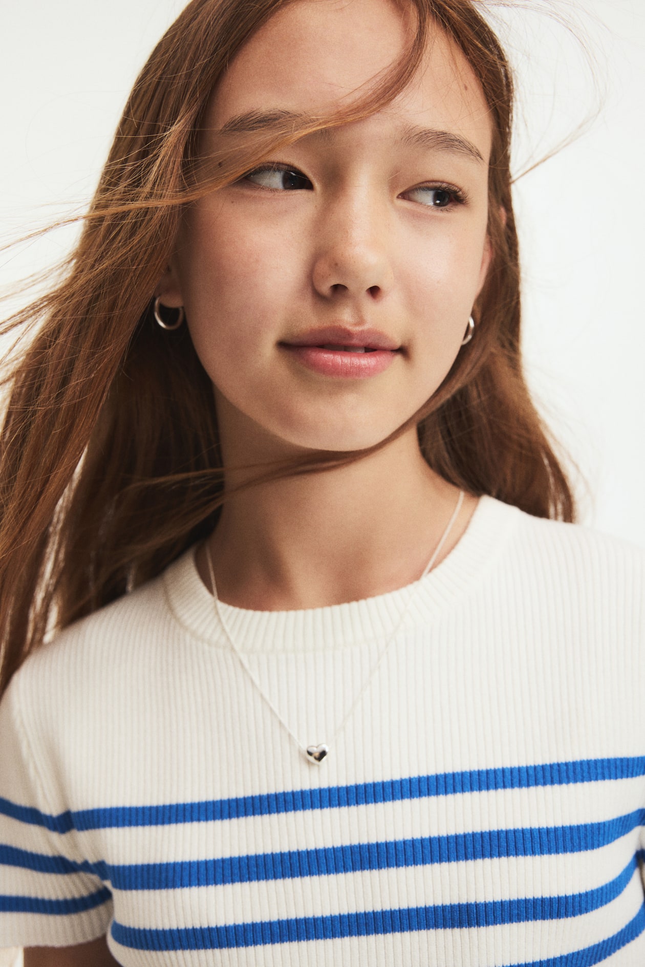 White/blue striped Short Rib-Knit Top for kids | H&M CA