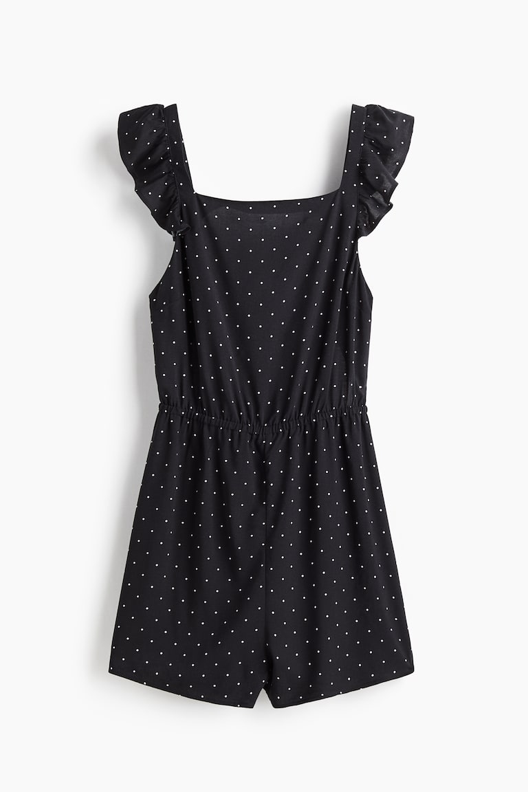 Women's Black/dotted Tie-Back Romper | H&M US