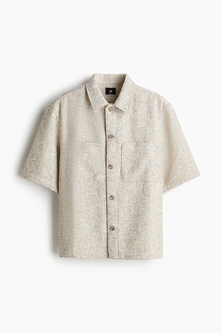 Regular Fit Tweed Shirt - Light beige melange - Men | H&M US