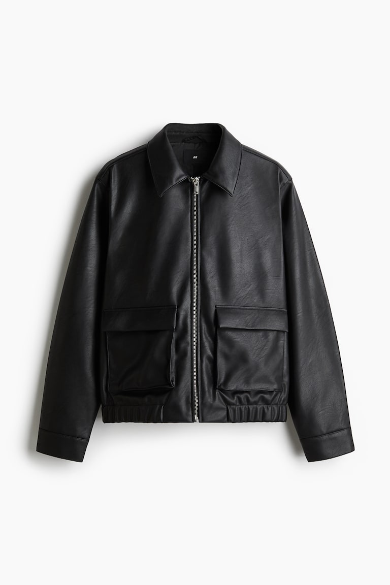 Men’s Black Regular Fit Coated jacket | H&M IN